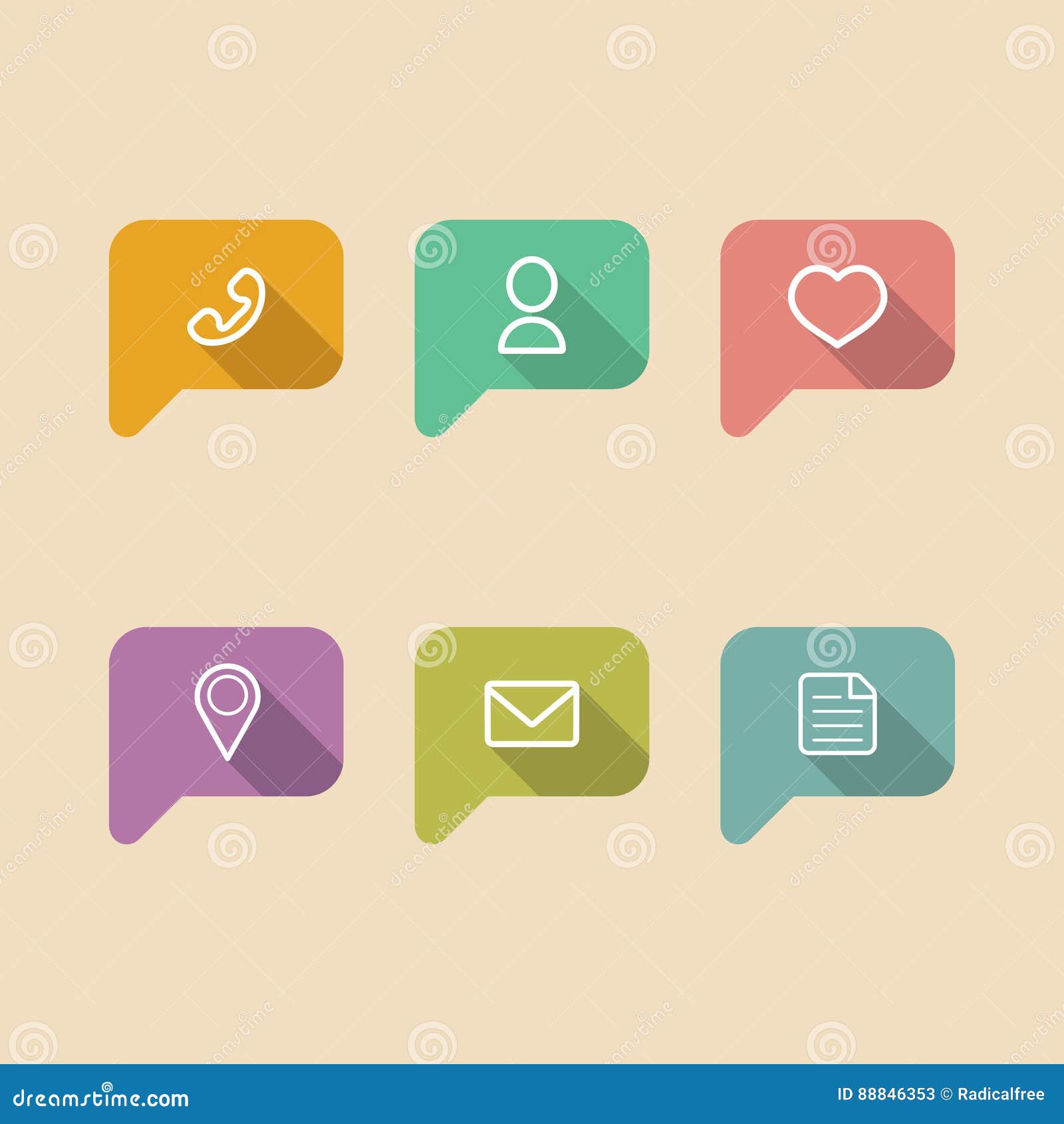 Vector Information and Notification Icons in Flat Style. Stock Vector ...