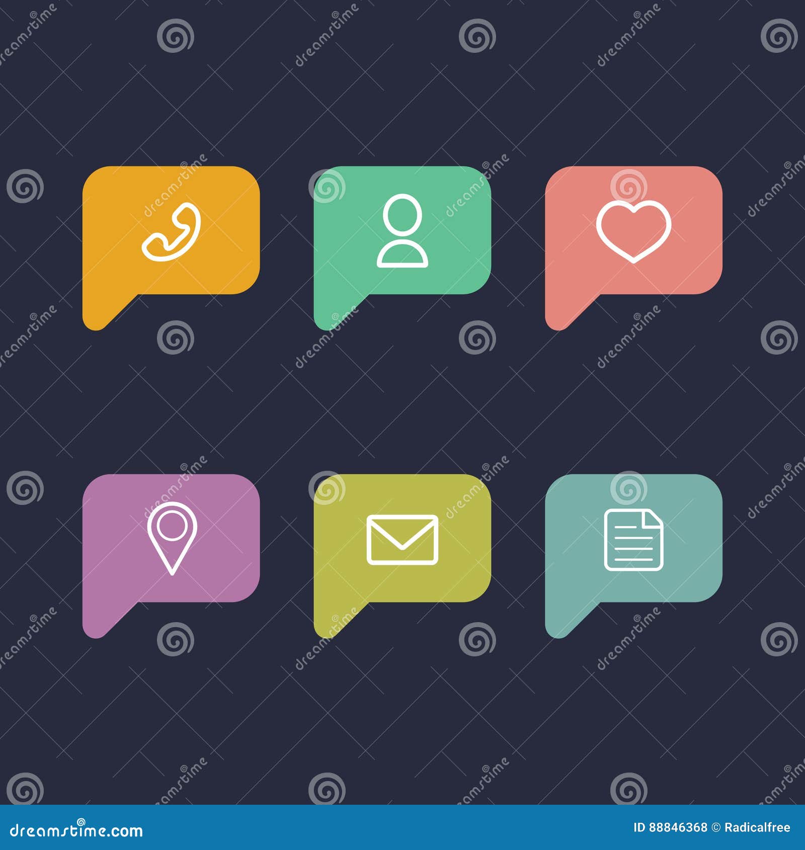 Vector Information and Notification Icons in Flat Style. Stock Vector ...