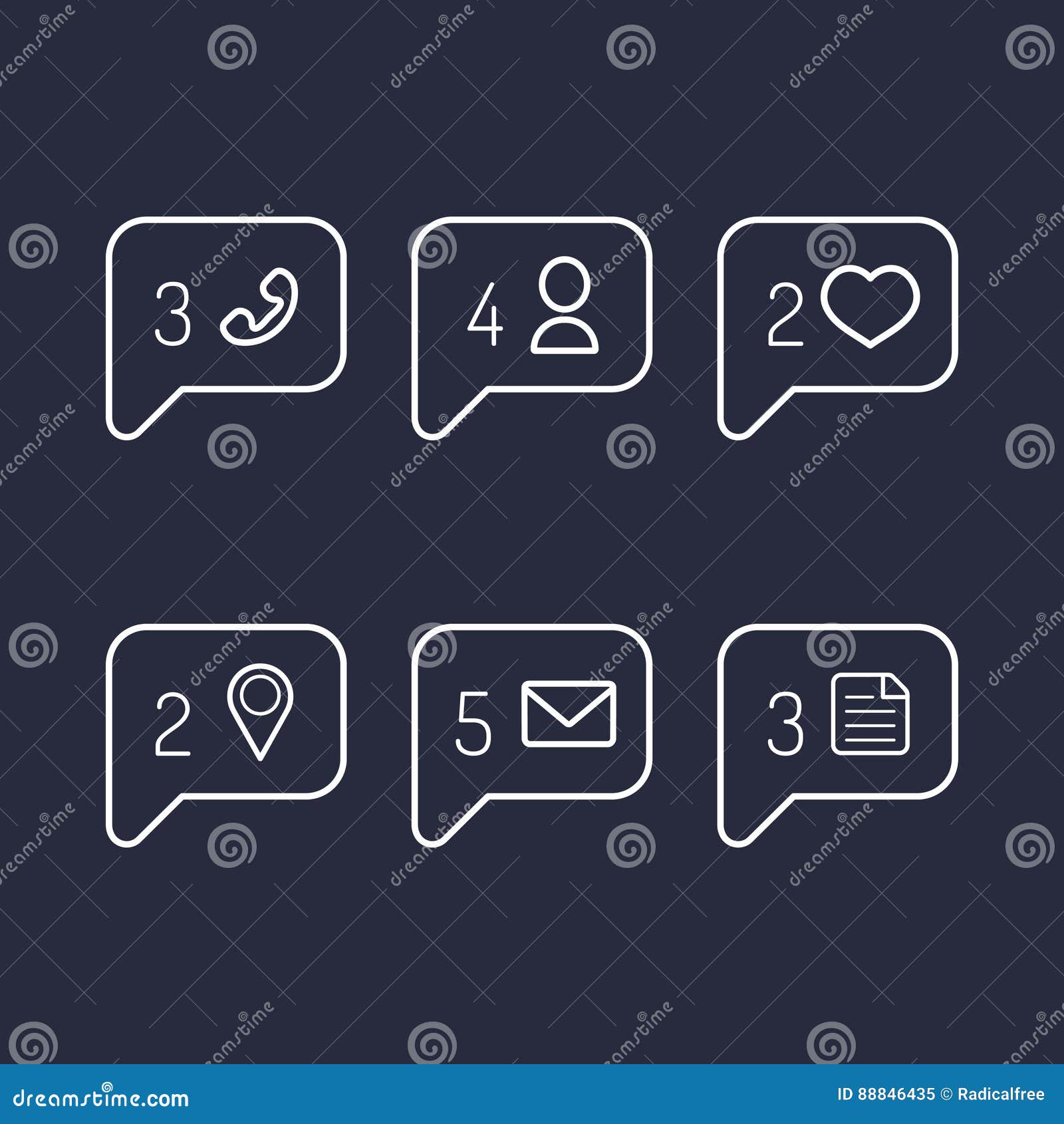 Vector Information and Notification Icons in Flat Style. Stock Vector ...