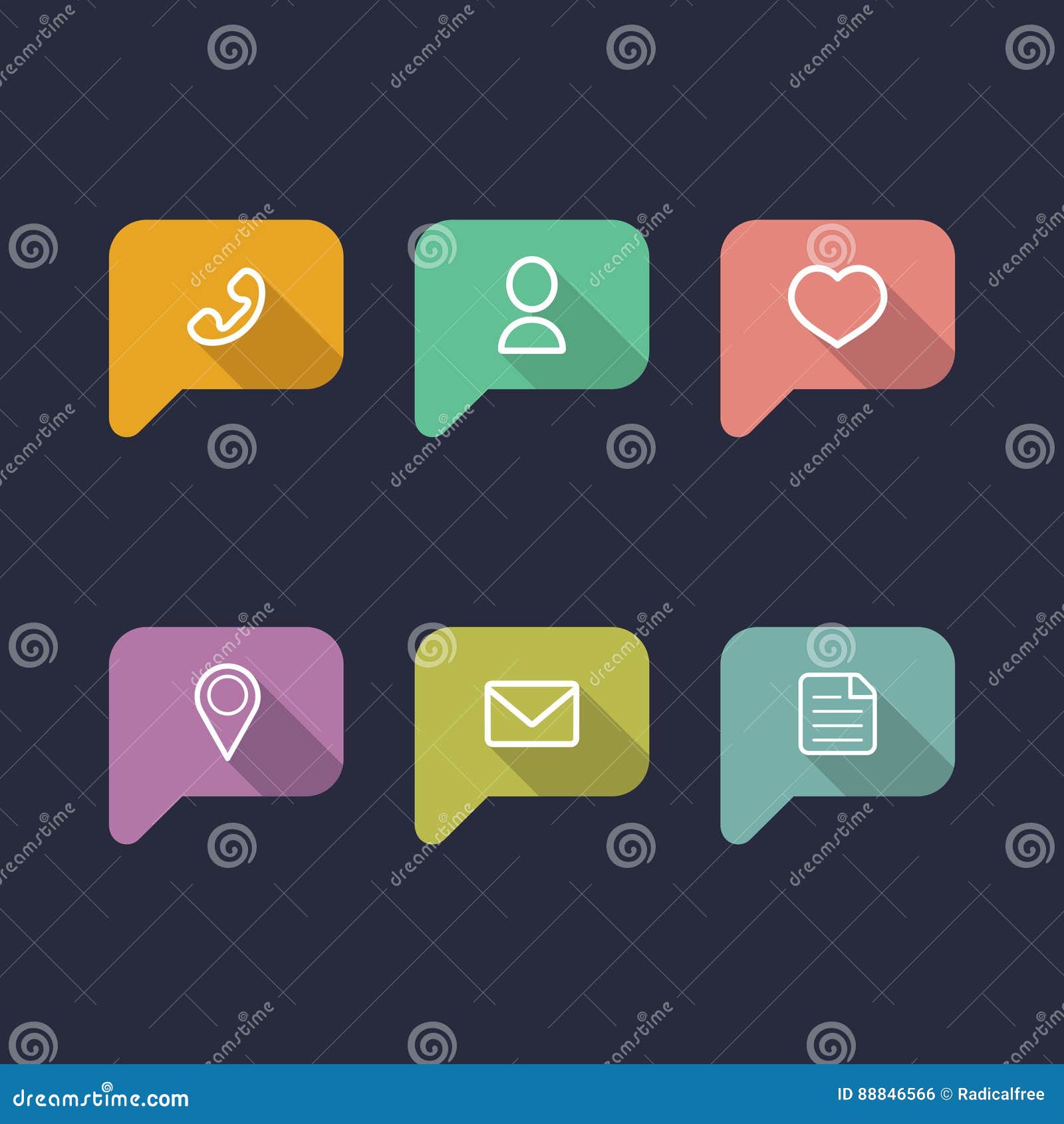 Vector Information and Notification Icons in Flat Style. Stock Vector ...