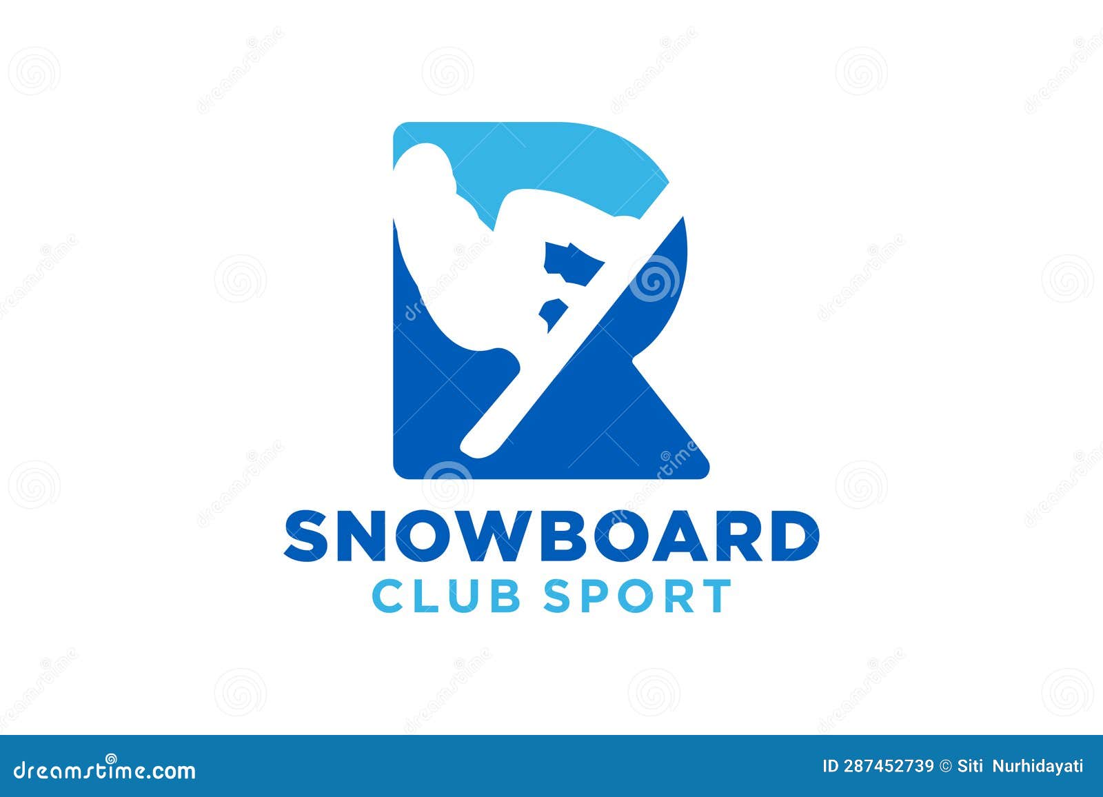 Vector Initials Letter R with Snowboard Creative Geometric Modern Logo ...