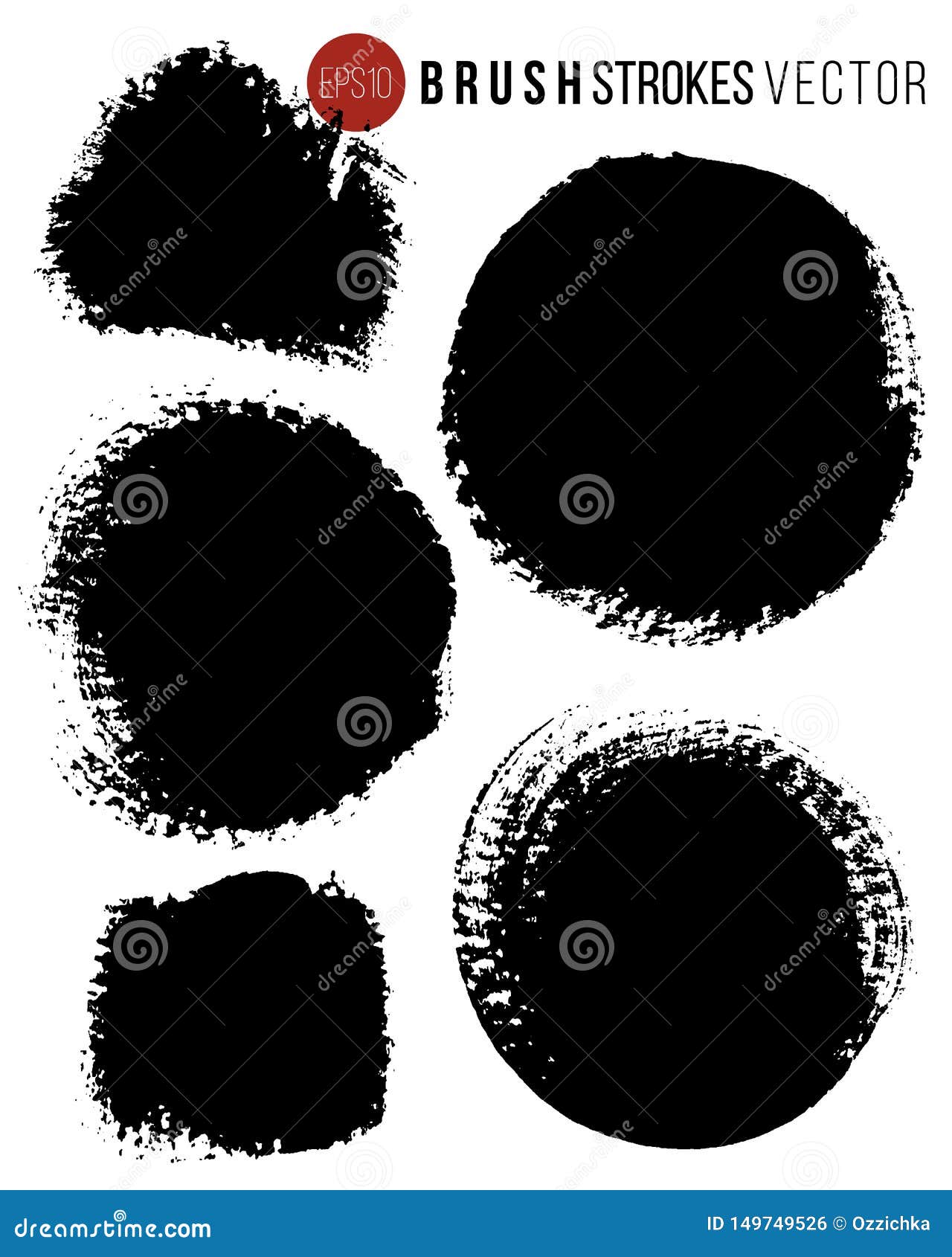 Vector Ink Blots Rectangular and Circle Shapes. Hand Painted Spots ...