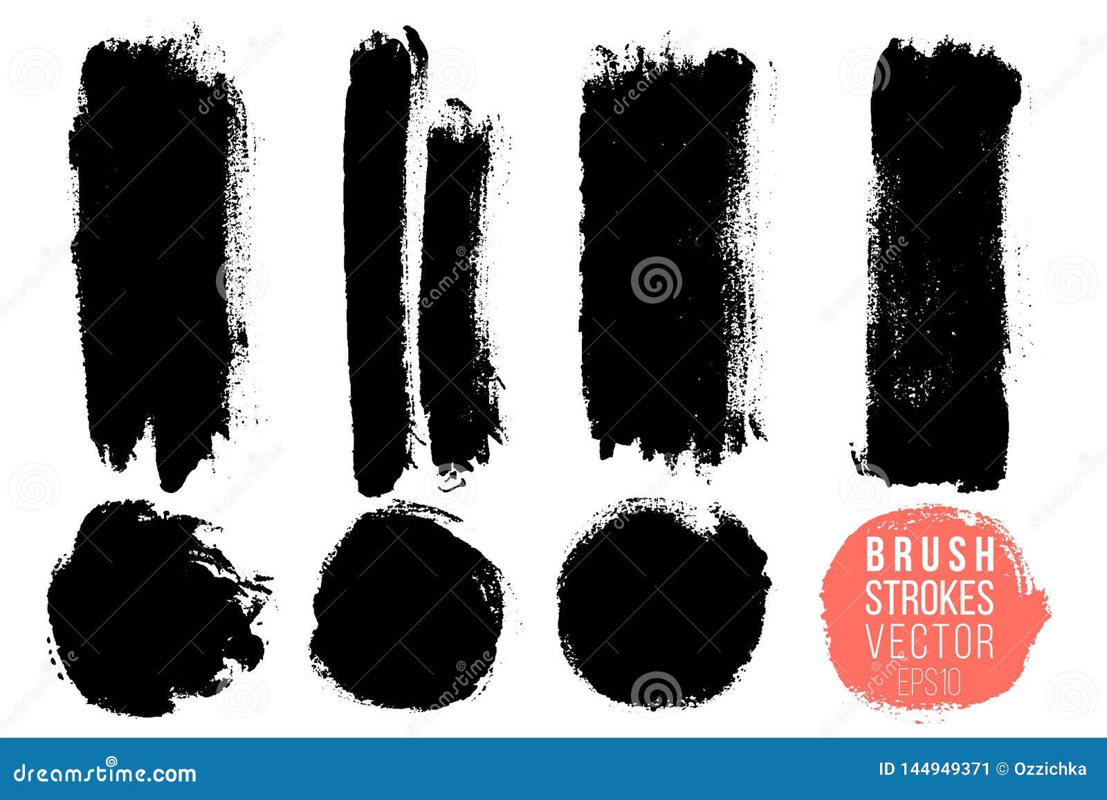Vector Ink Blots Vertical Rectangular and Circle Shapes. Hand Painted ...