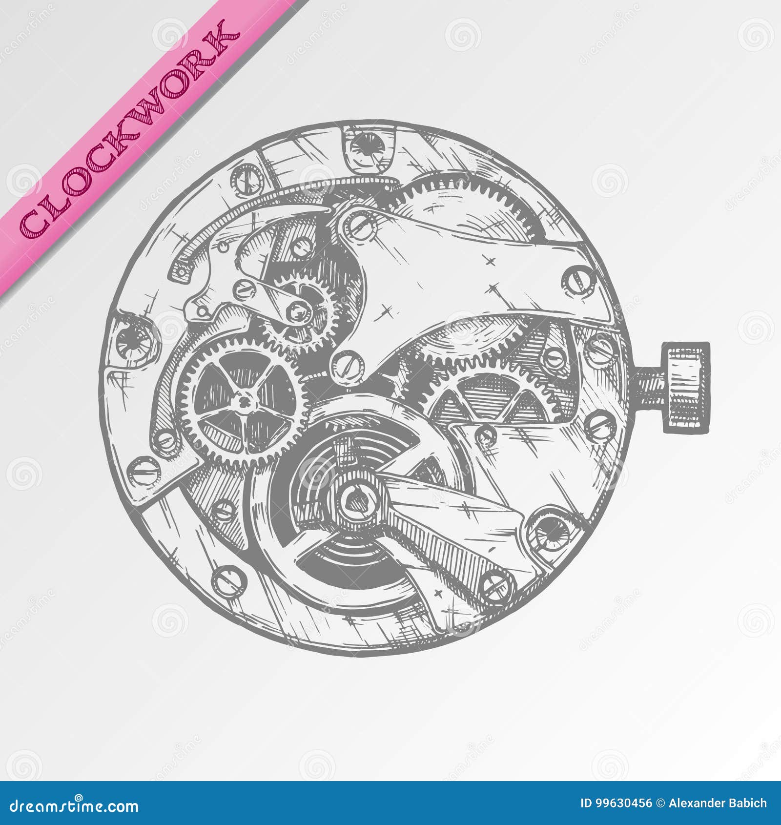 Vector Illustration of Clockwork Stock Vector - Illustration of etching ...