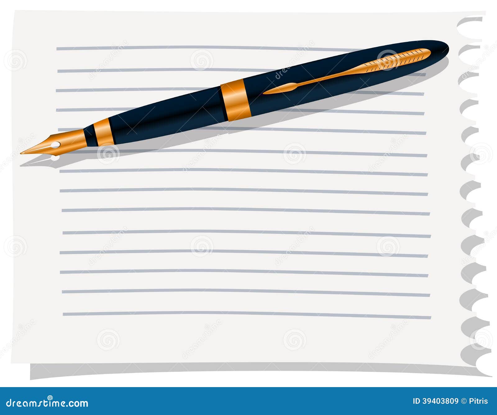 Vector an Ink Pen on a Lined Paper Stock Vector - Illustration of ...