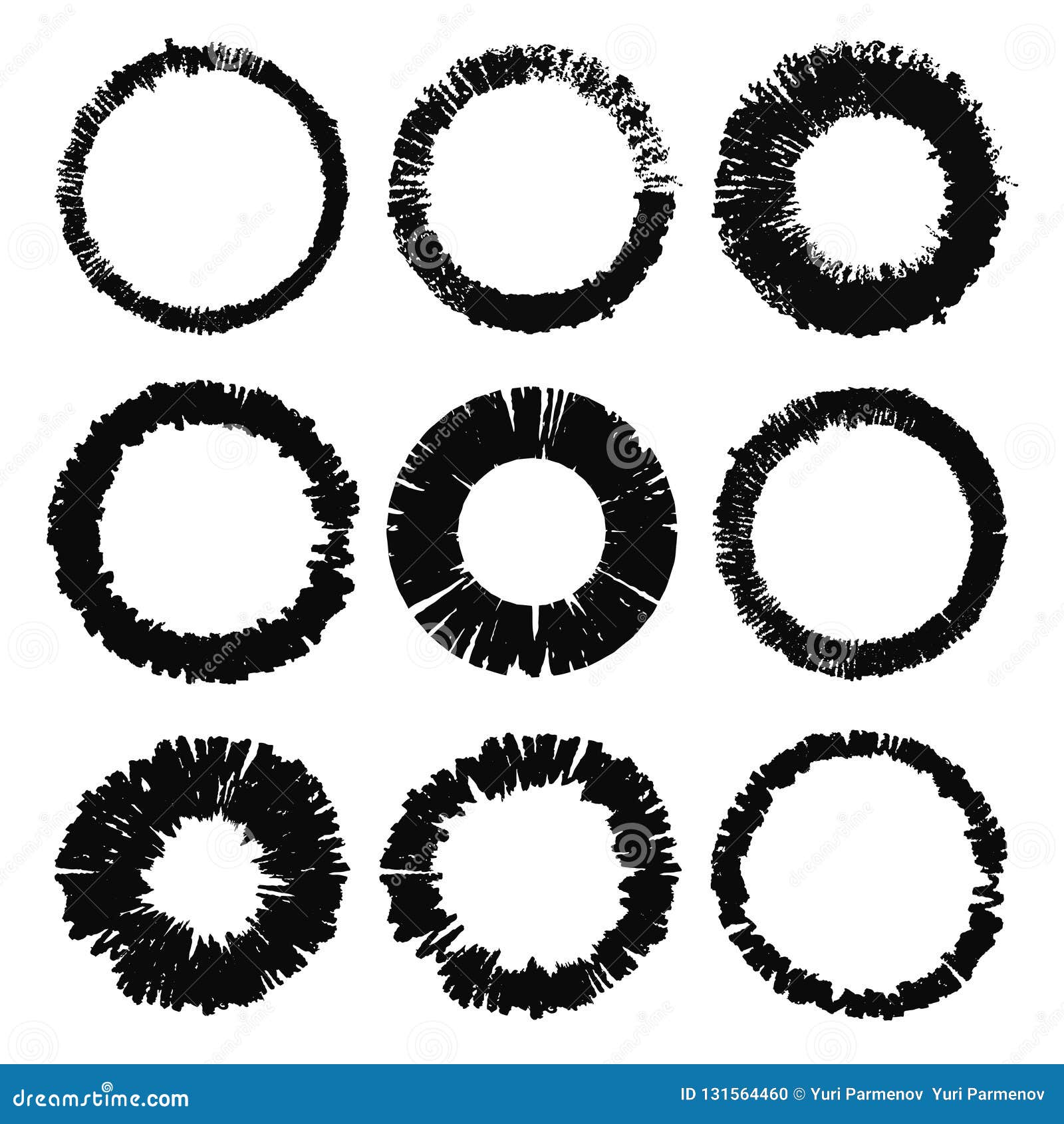 Set of Grunge Circles. Damage Round Grunge Shape Silhouette. Circle ...
