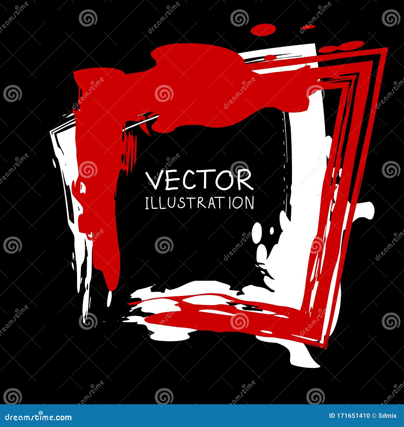 Vector Ink Shape. Square Element Stock Vector - Illustration of grungy ...