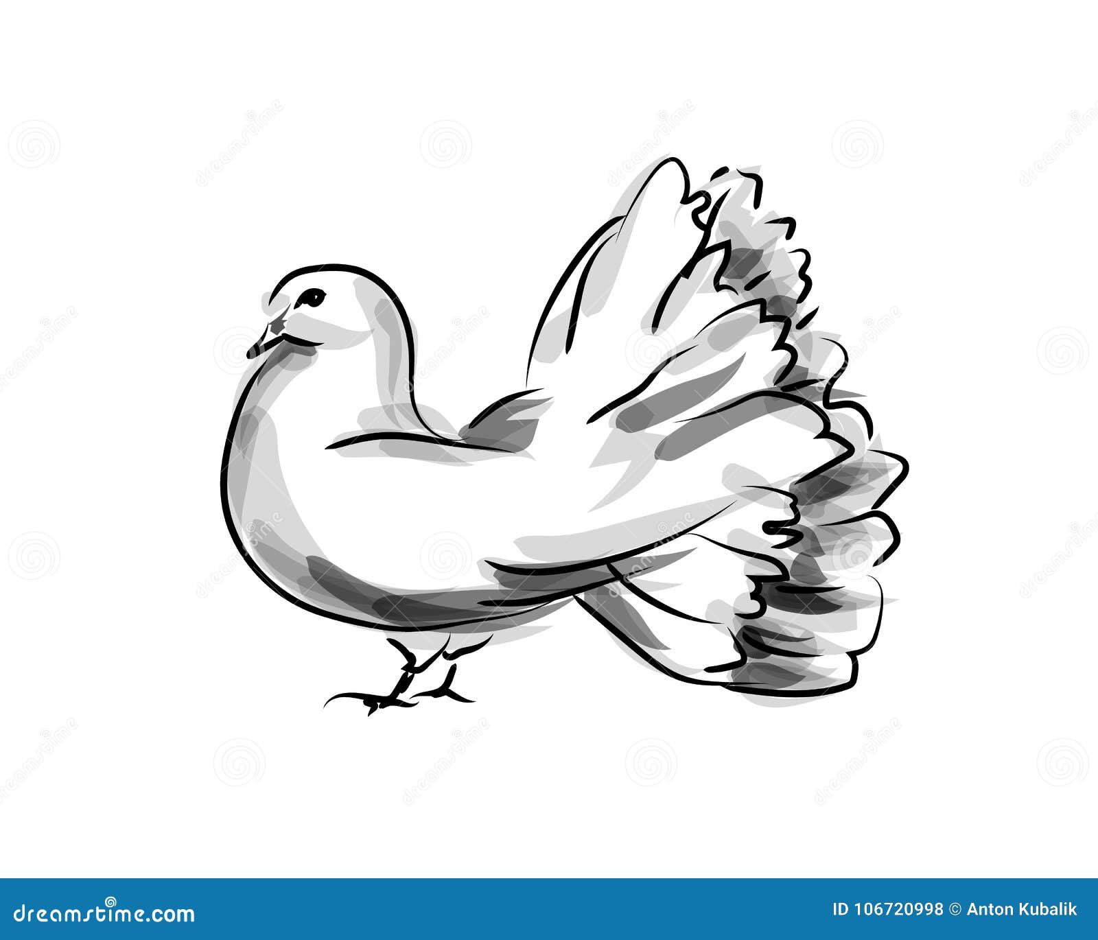 Vector ink sketch dove stock vector. Illustration of icon - 106720998