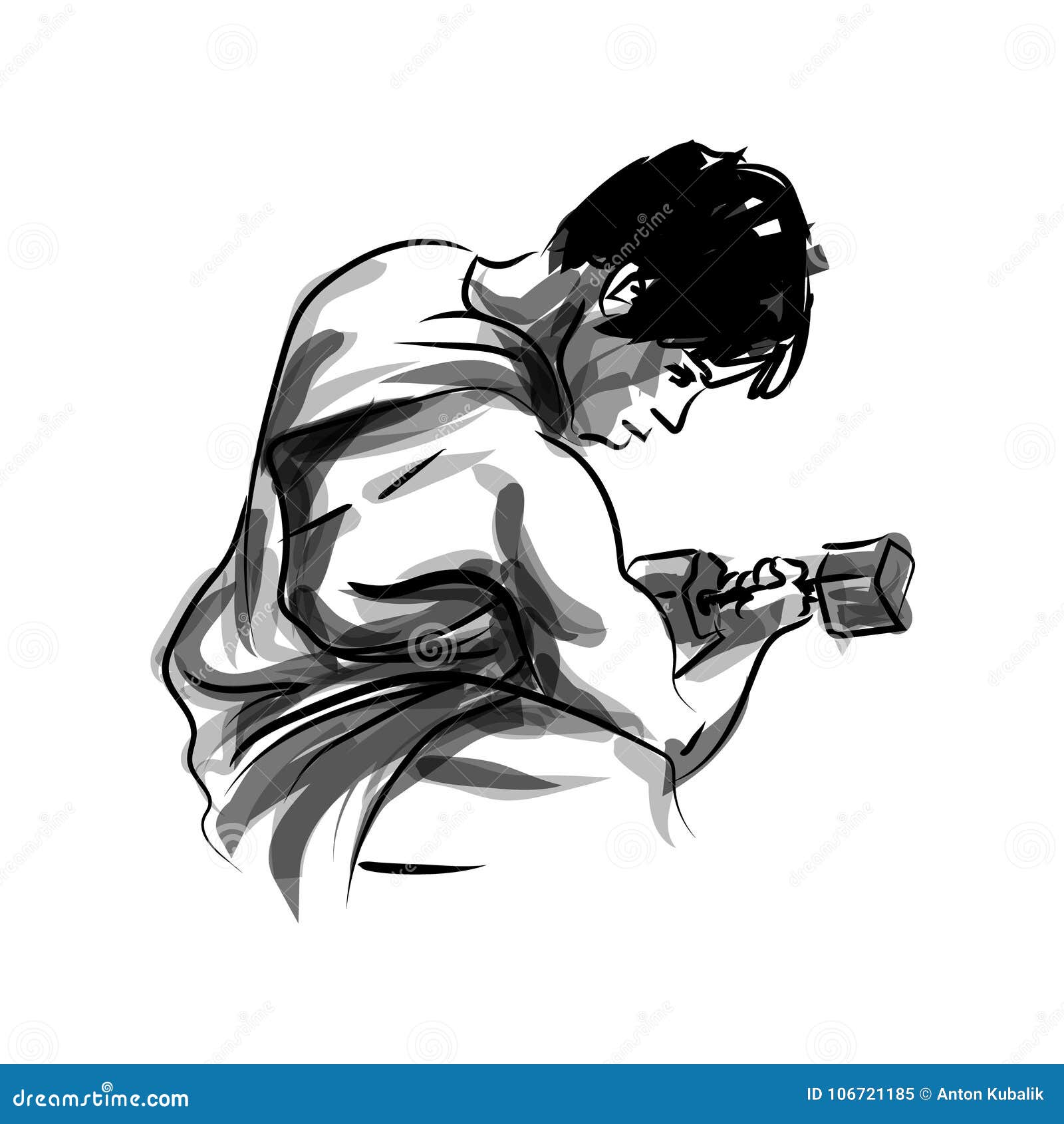 Vector Ink Sketch of a Man Exercising Stock Vector - Illustration of ...