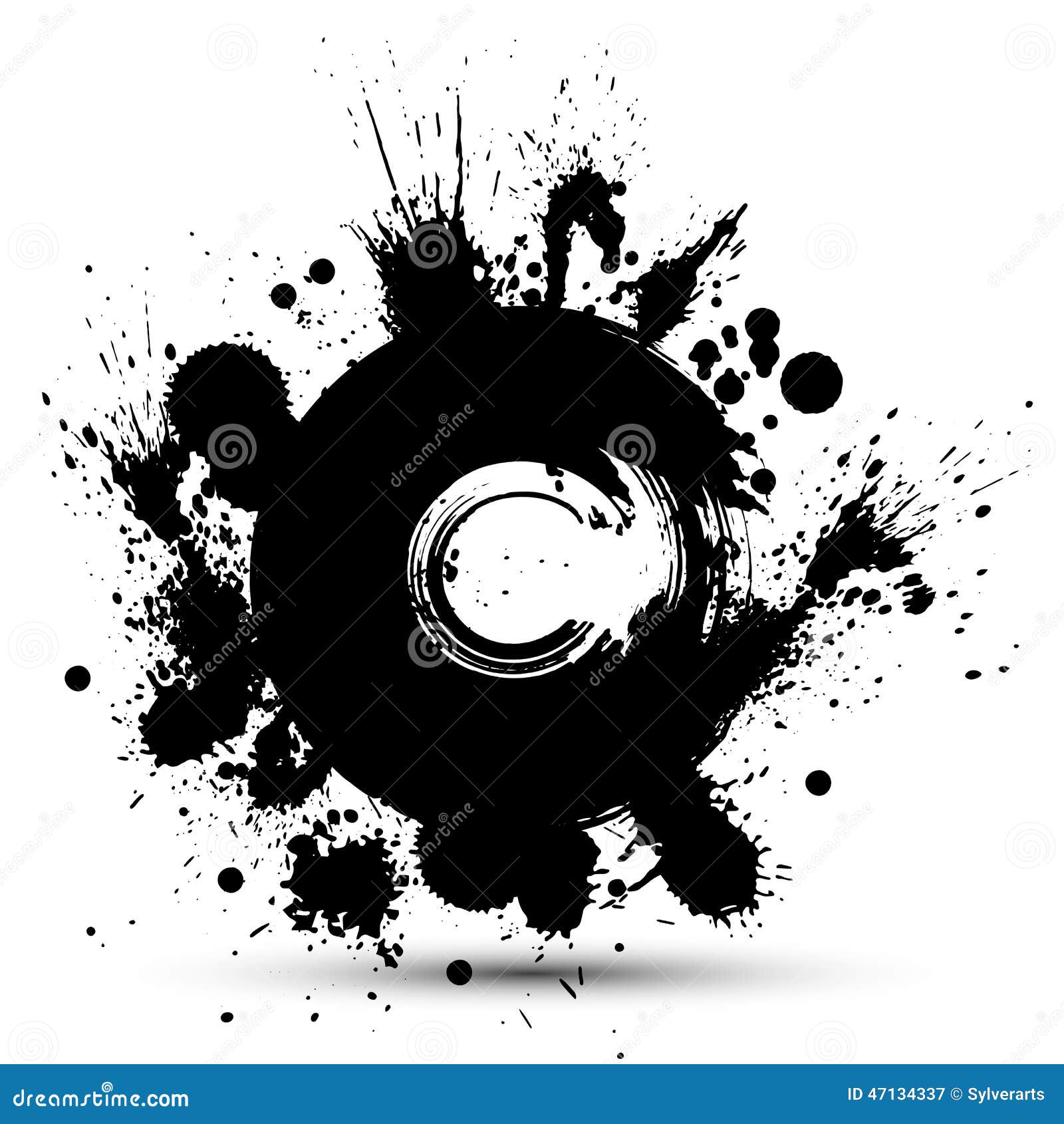 Vector Ink Splash Monochrome Seamless Pattern with Rounded Overlap ...