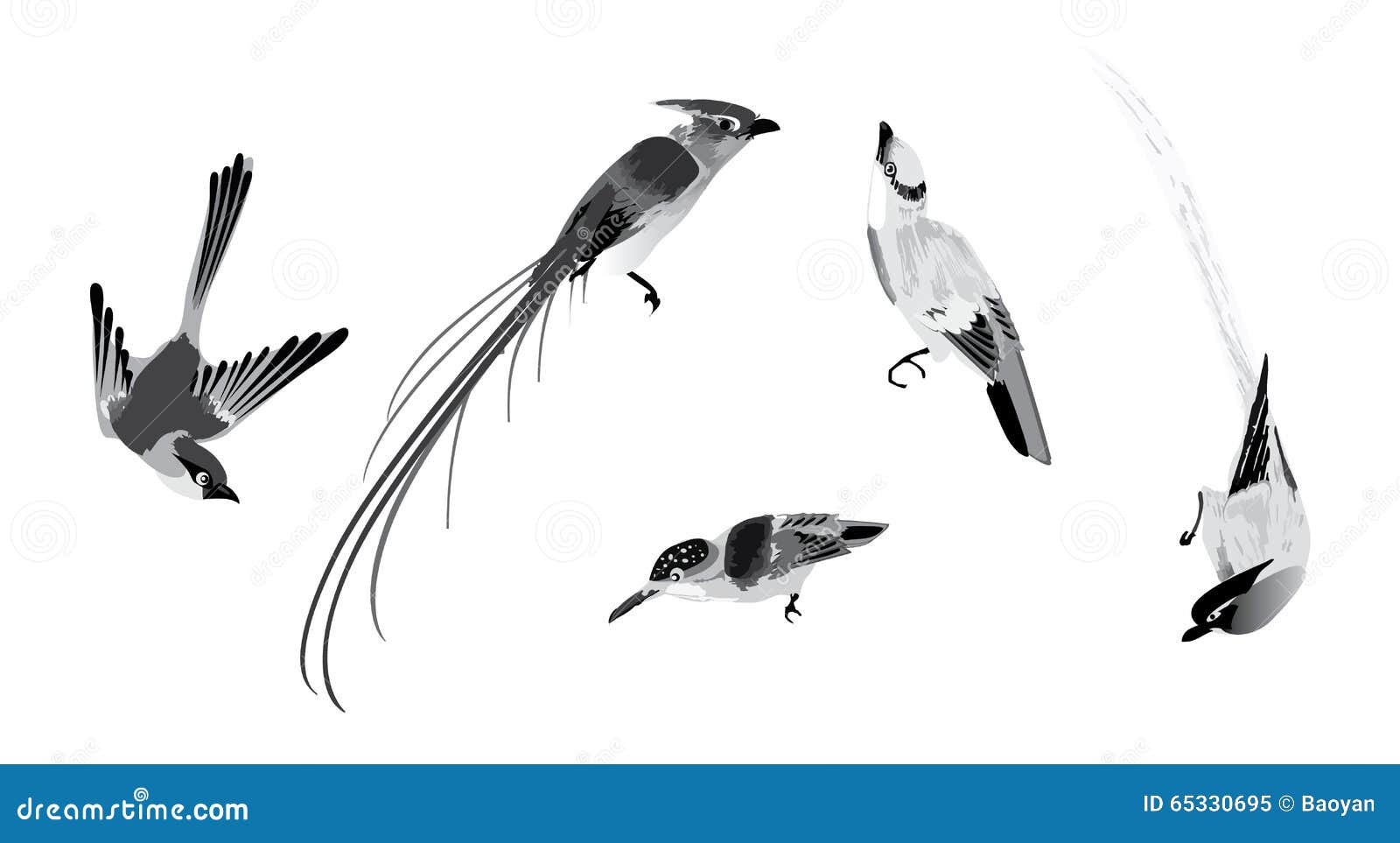 Vector Ink Style Birds Stock Image | CartoonDealer.com #65330695