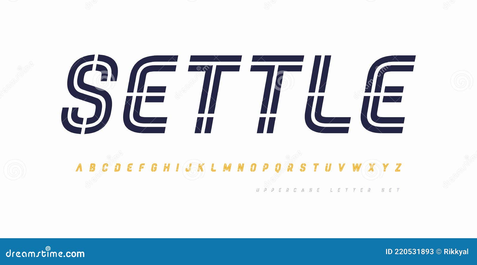 Vector Inline Stencil Uppercase Letter Set, Italic Alphabet, Font ...