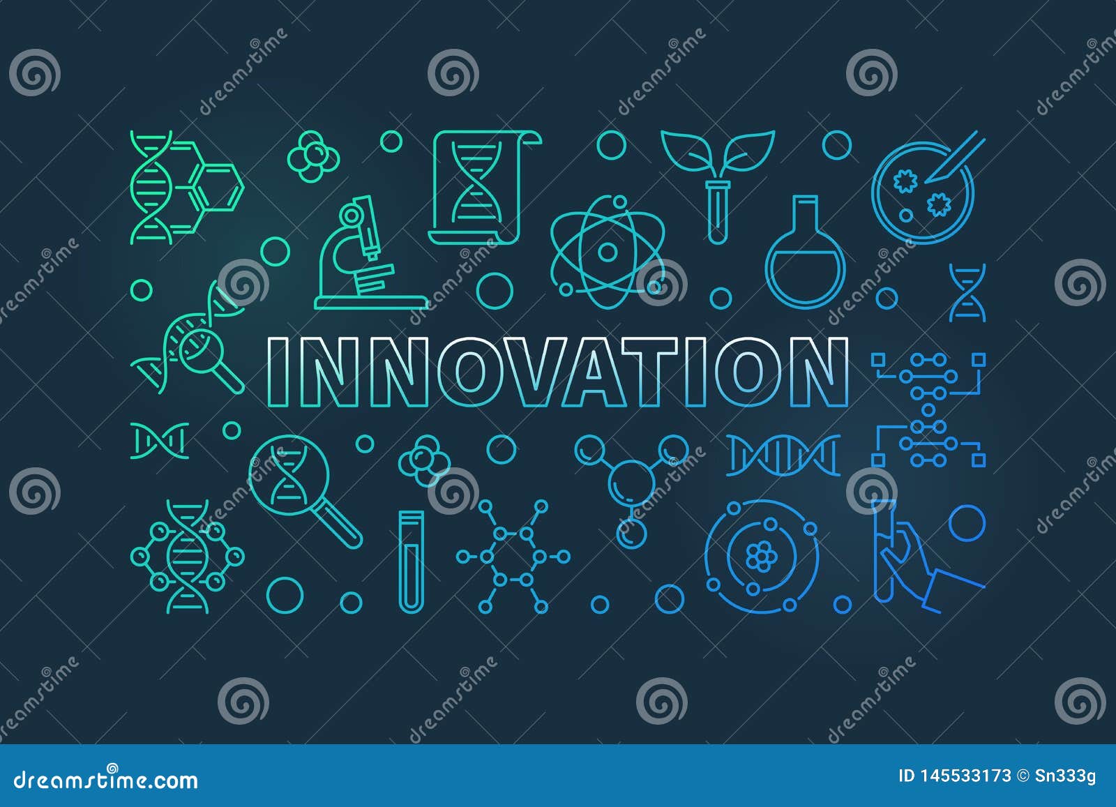 Vector Innovation and Science Colored Outline Illustration Stock Vector ...