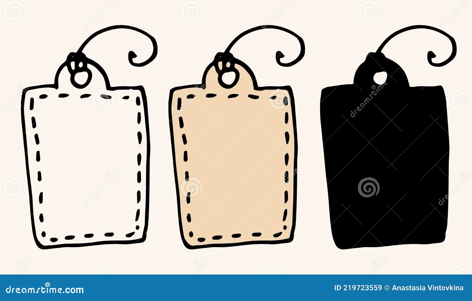 Vector Insulated Vintage Tag for Gift. Hand-drawn in a Doodle Style ...