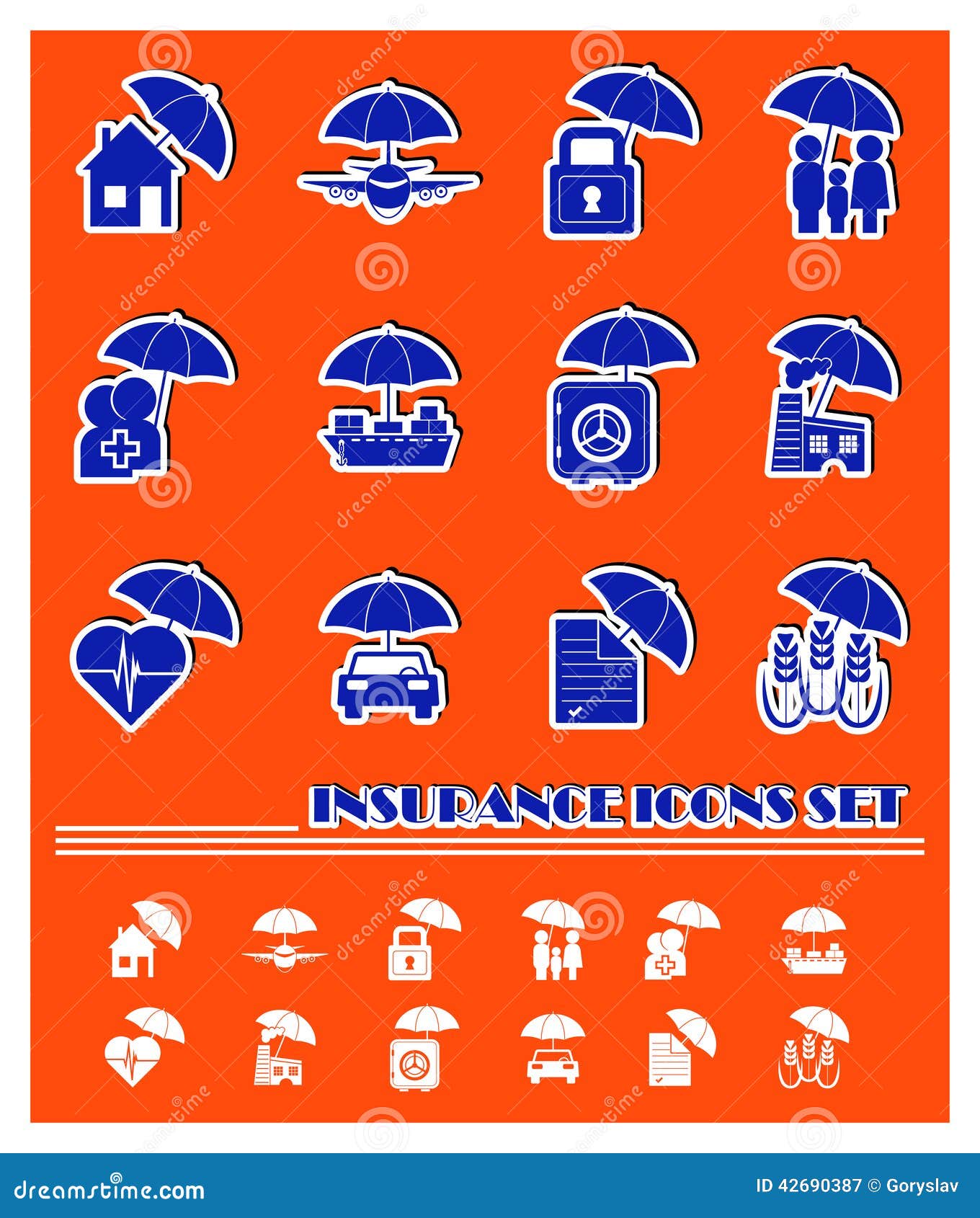 Vector insurance icons stock vector. Illustration of finance - 42690387