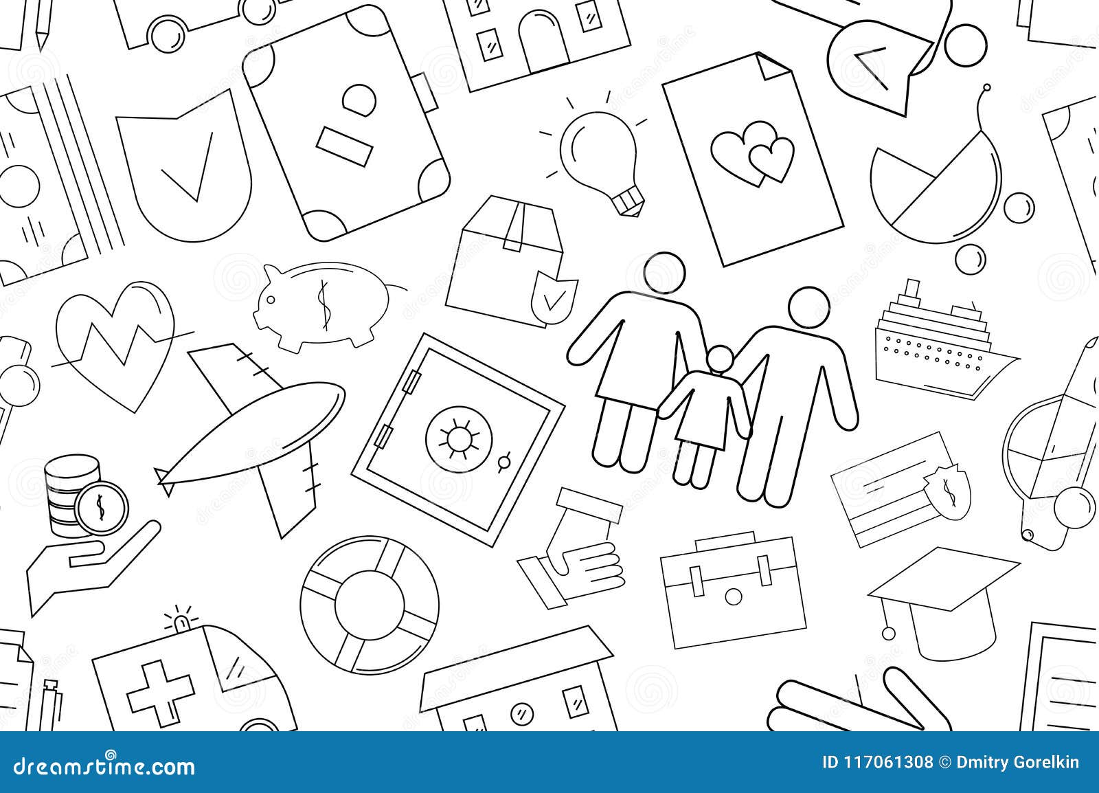 Vector Insurance Pattern. Insurance Seamless Background Stock Vector ...