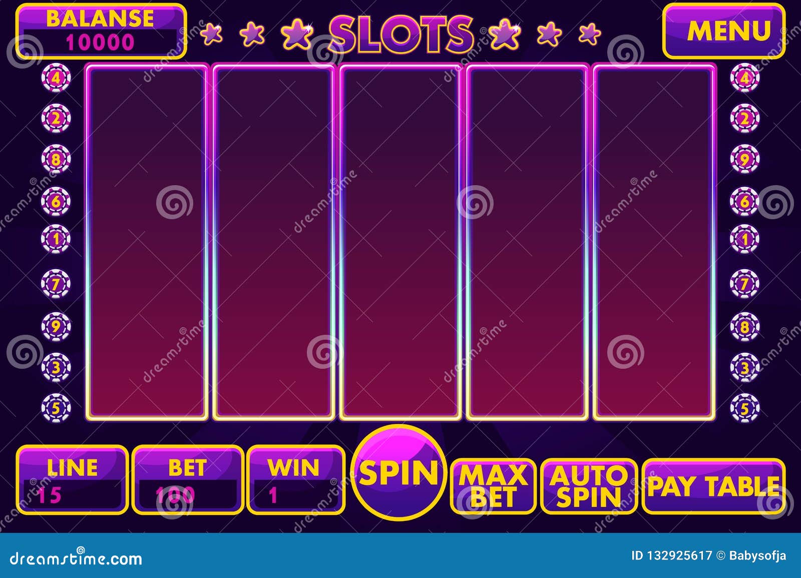 Vector Interface Slot Machine in Purple Colored. Complete Menu of ... Vector Interface Slot Machine in Purple Colored. Complete Menu of ...