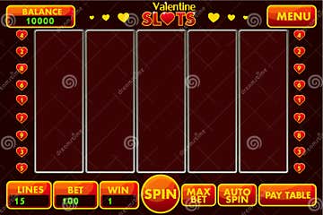 Vector Interface Slot Machine Style St.Valentine in Red Colored Stock ...