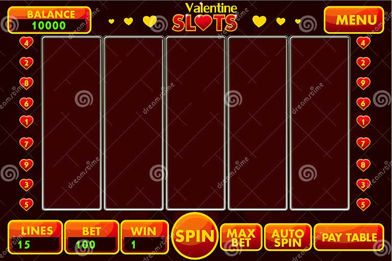 Vector Interface Slot Machine Style St.Valentine in Red Colored Stock ...