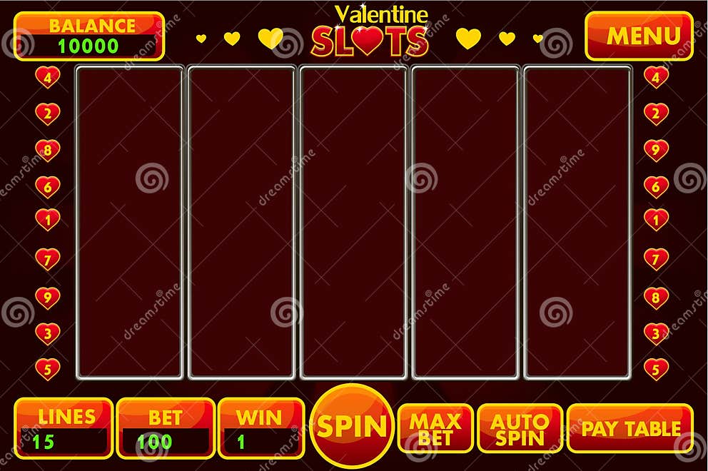 Vector Interface Slot Machine Style St.Valentine in Red Colored Stock ...