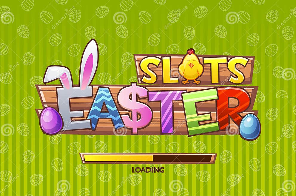 Vector Interface Slot Machine in Wooden Style for Easter Holiday ...