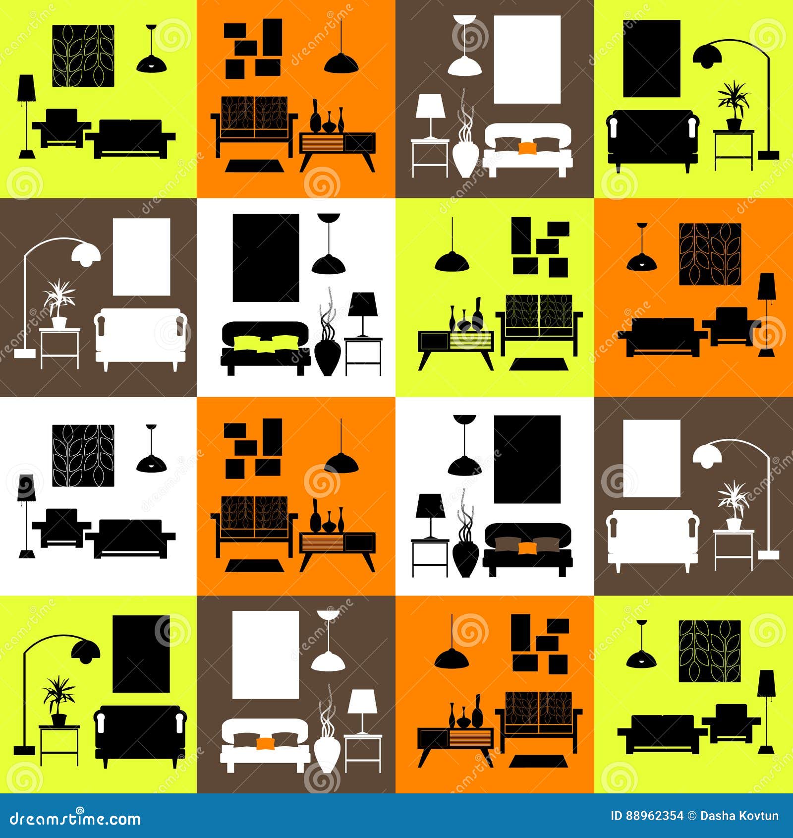 Vector Interior Home Furniture Design Illustration Stock Vector ...