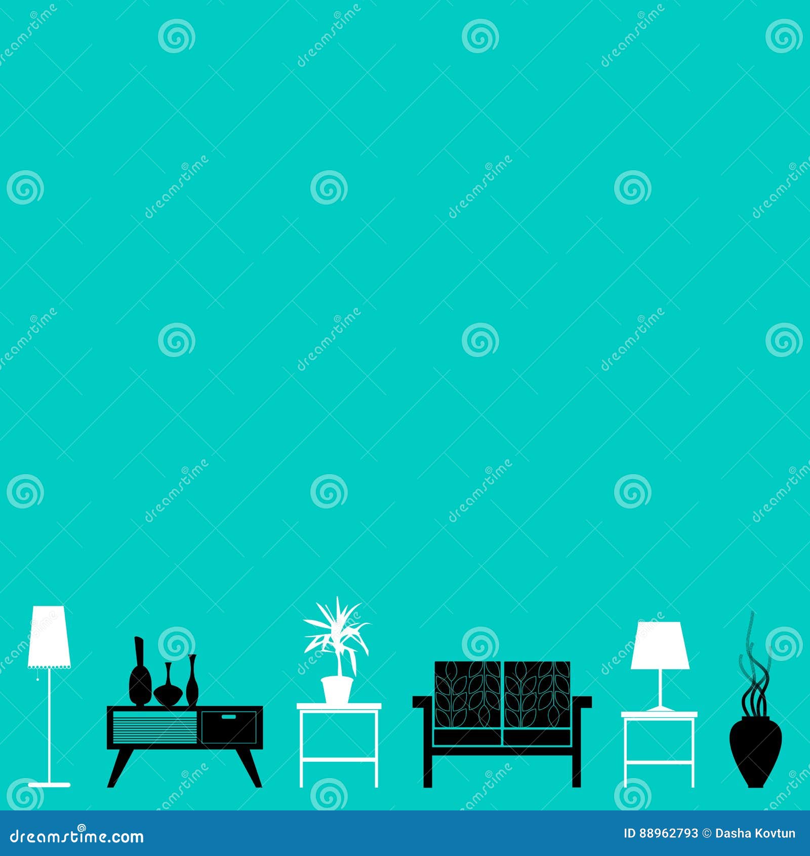 Vector Interior Home Furniture Design Illustration Stock Vector ...