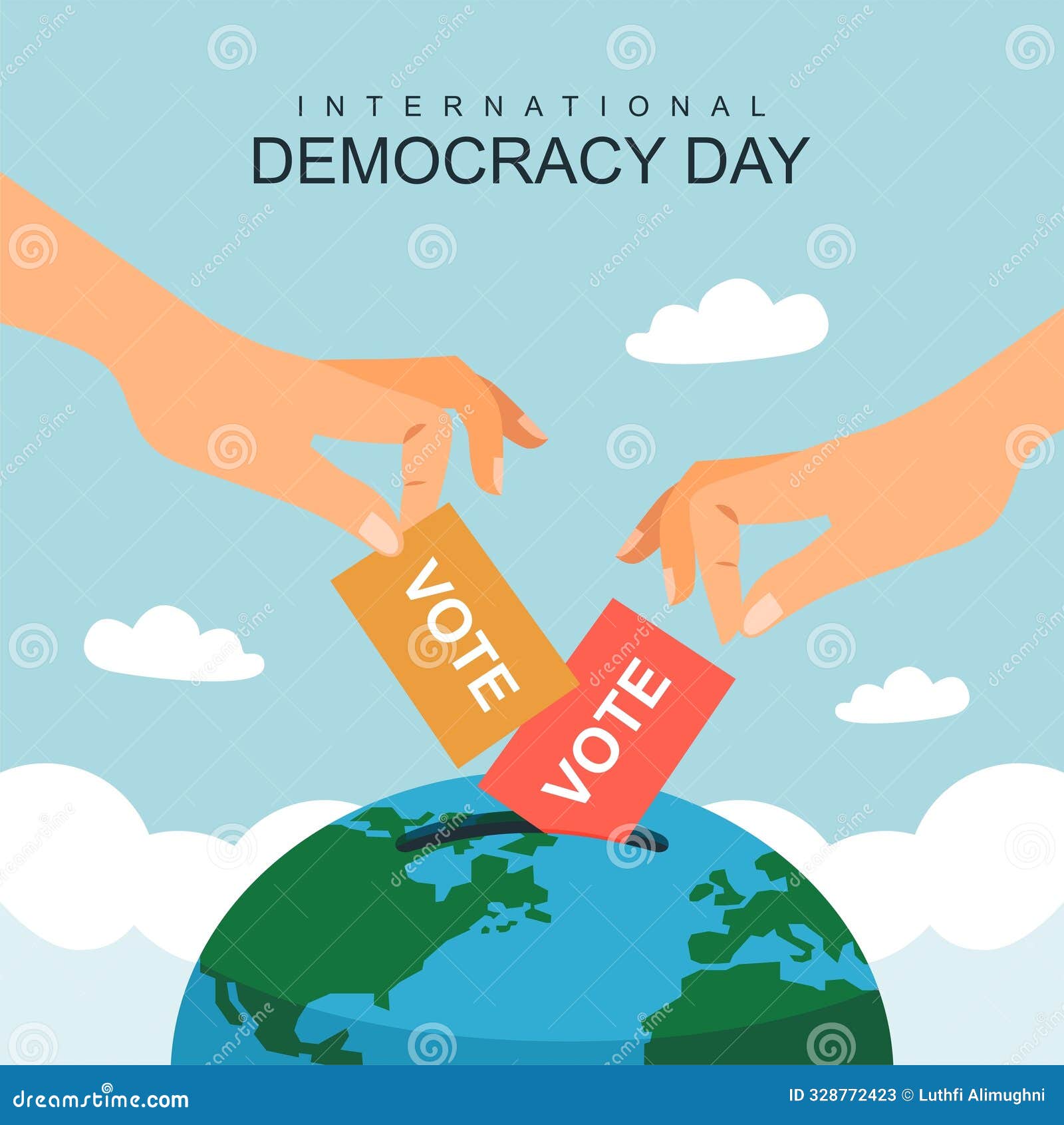 International Day Of Democracy - Hands Lowering The Vote Card To Box ...