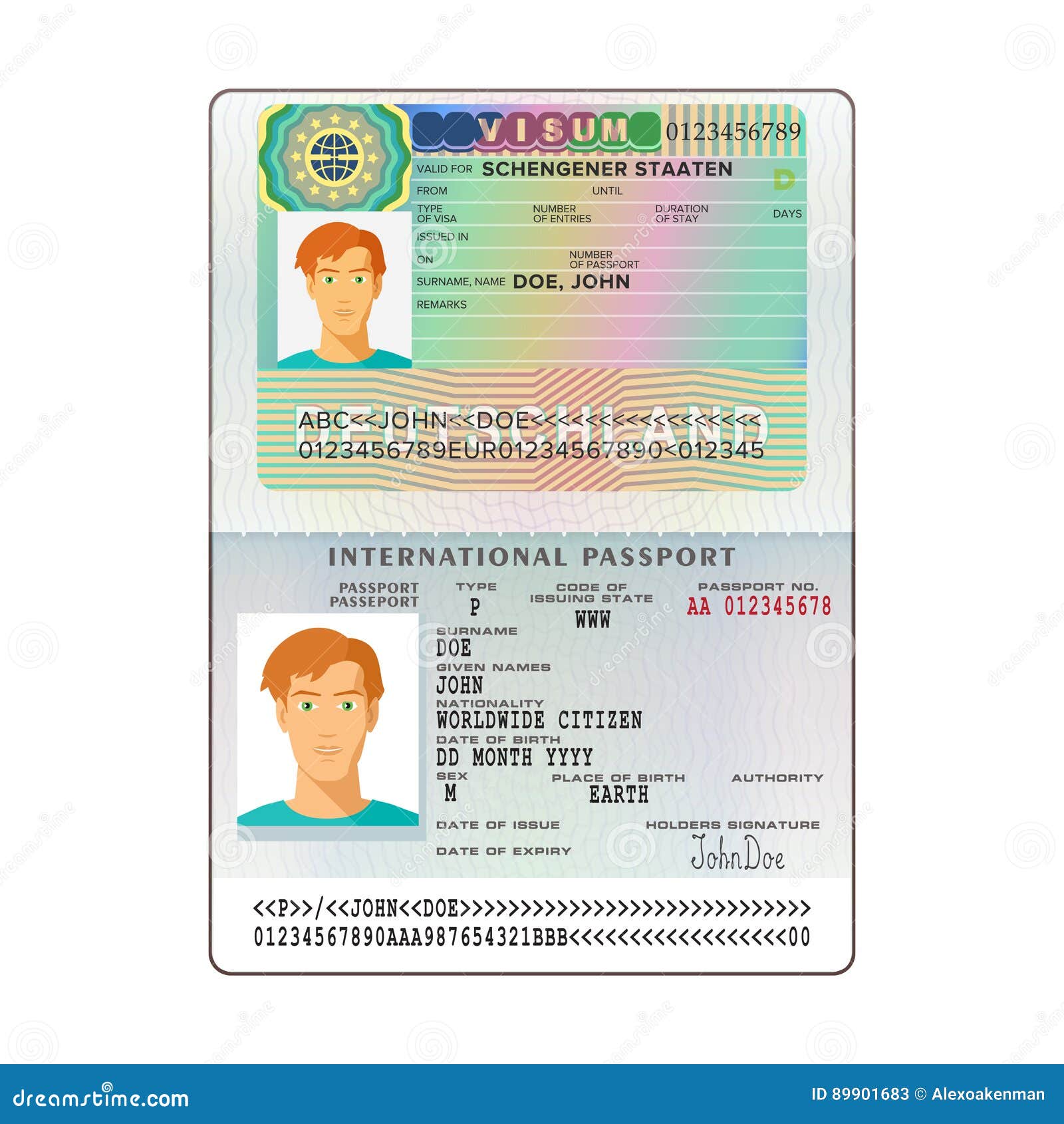 Vector International Open Passport with Germany Visa Stock Vector ...
