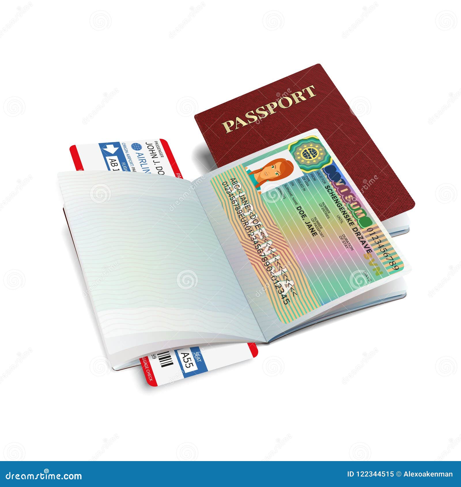 Vector International Passport with Slovenia Visa Sticker Stock Vector ...