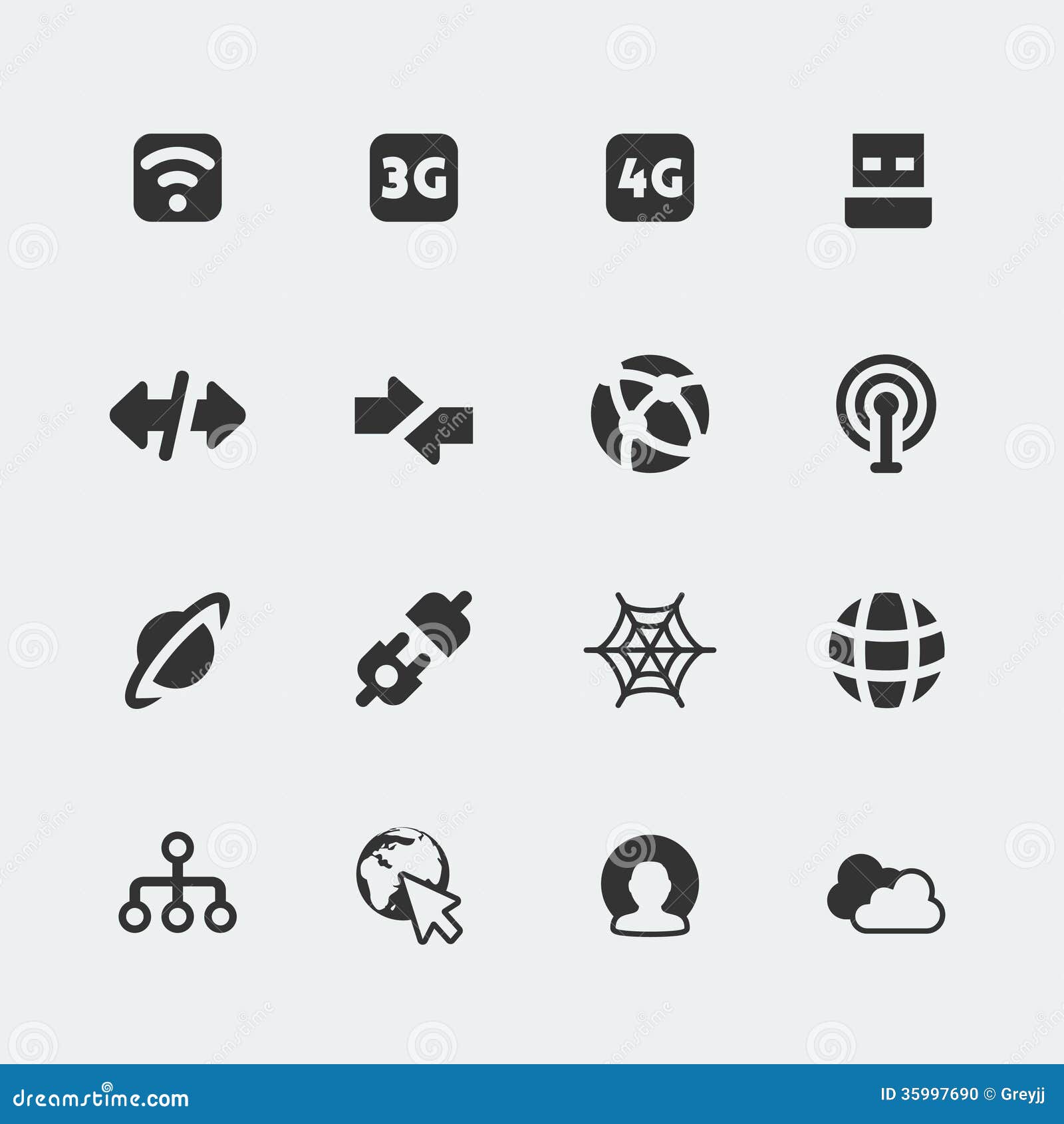 Vector Internet and Connection Mini Icons Set Stock Vector ...