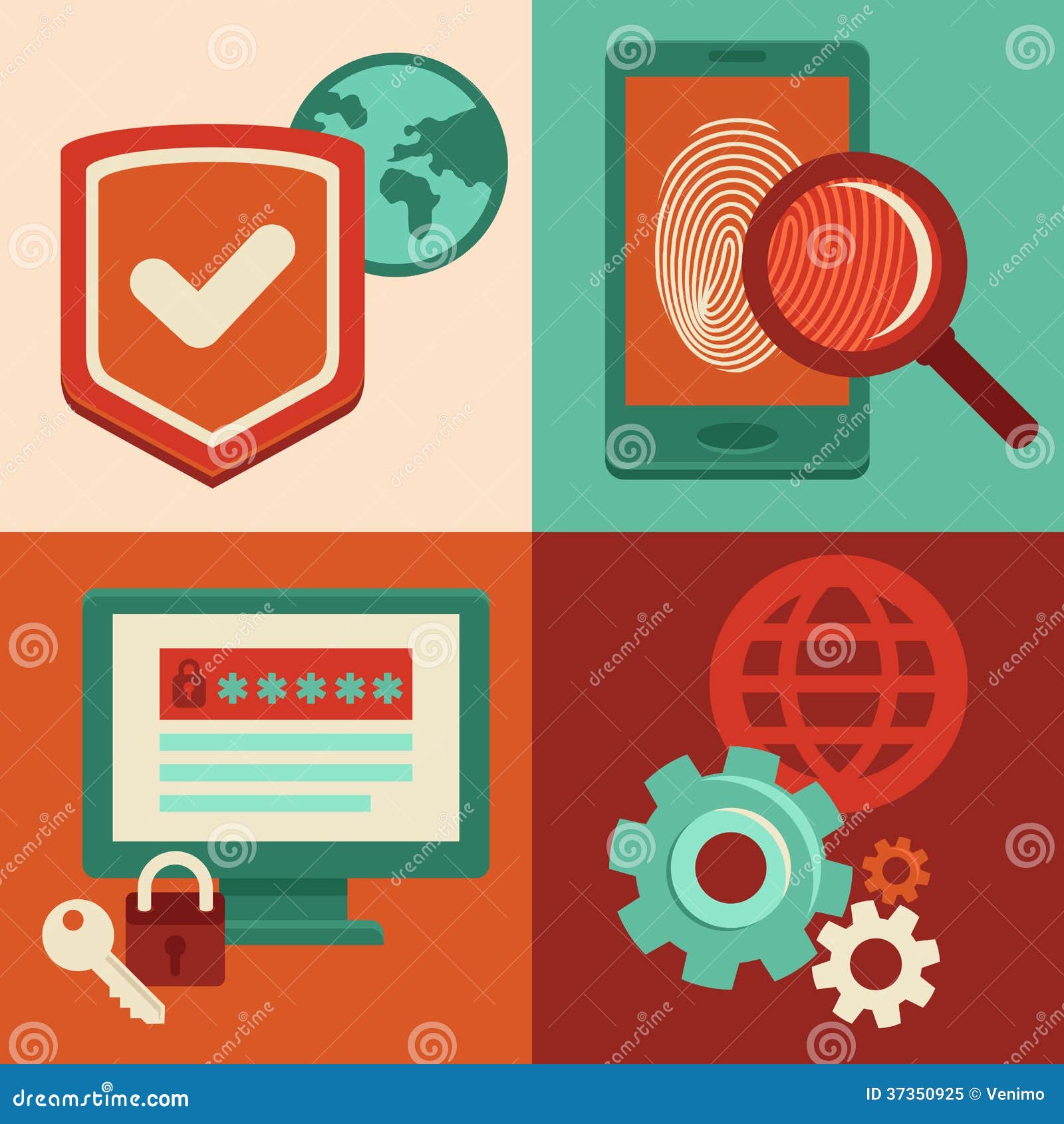 Vector Internet Security Icons in Flat Style Stock Vector ...