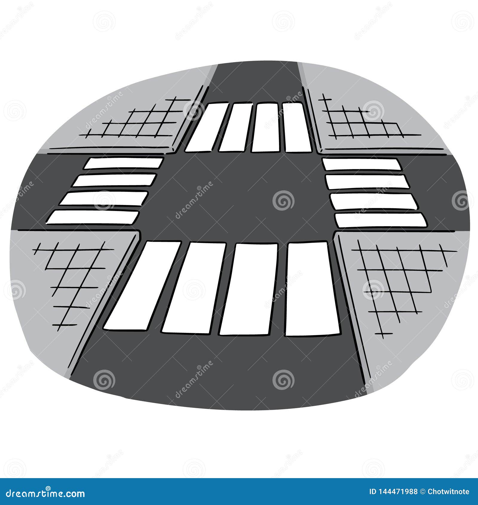 Vector of Intersection Road Stock Vector - Illustration of simple, hand ...