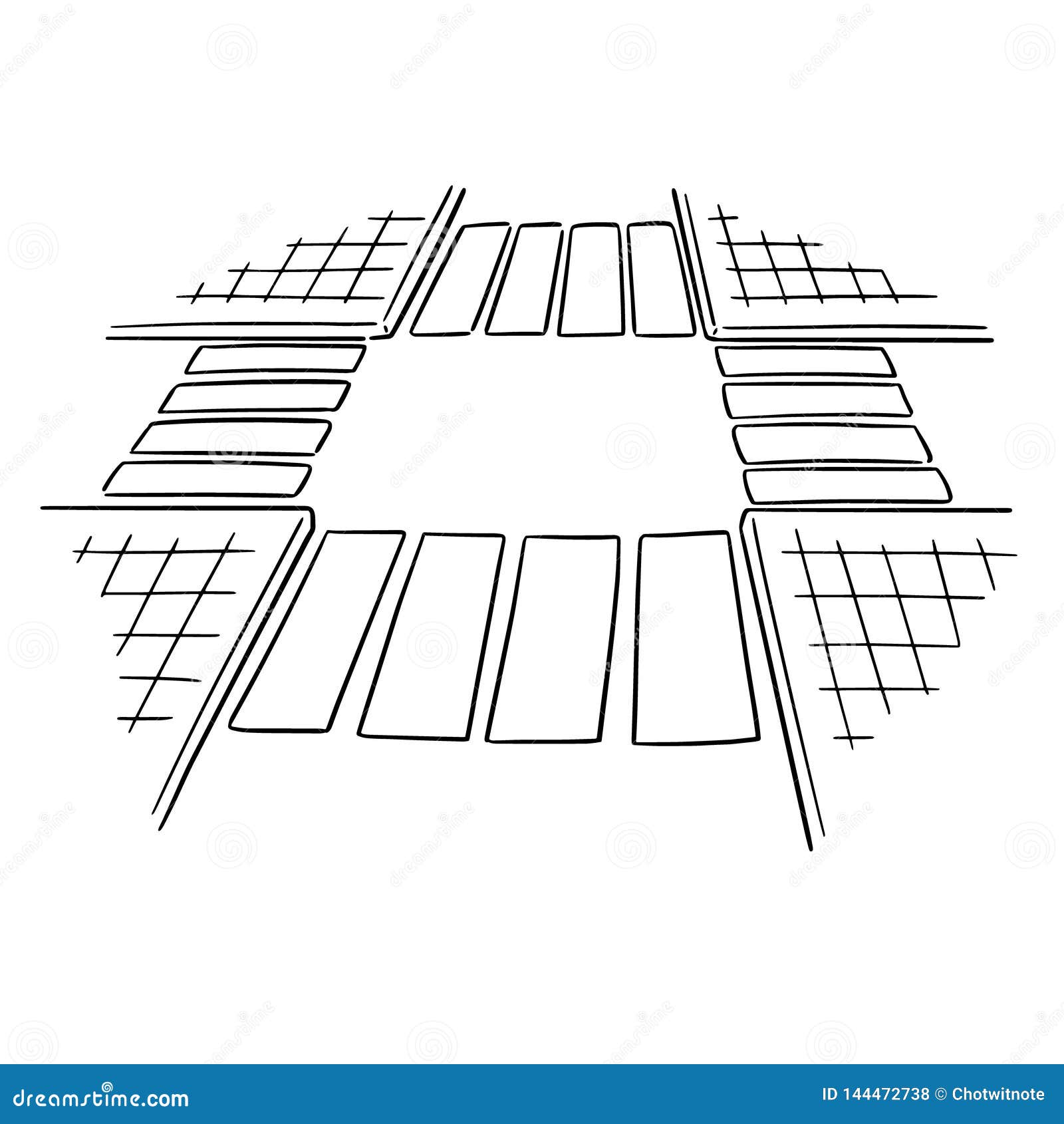 Vector of Intersection Road Stock Vector - Illustration of sketching ...