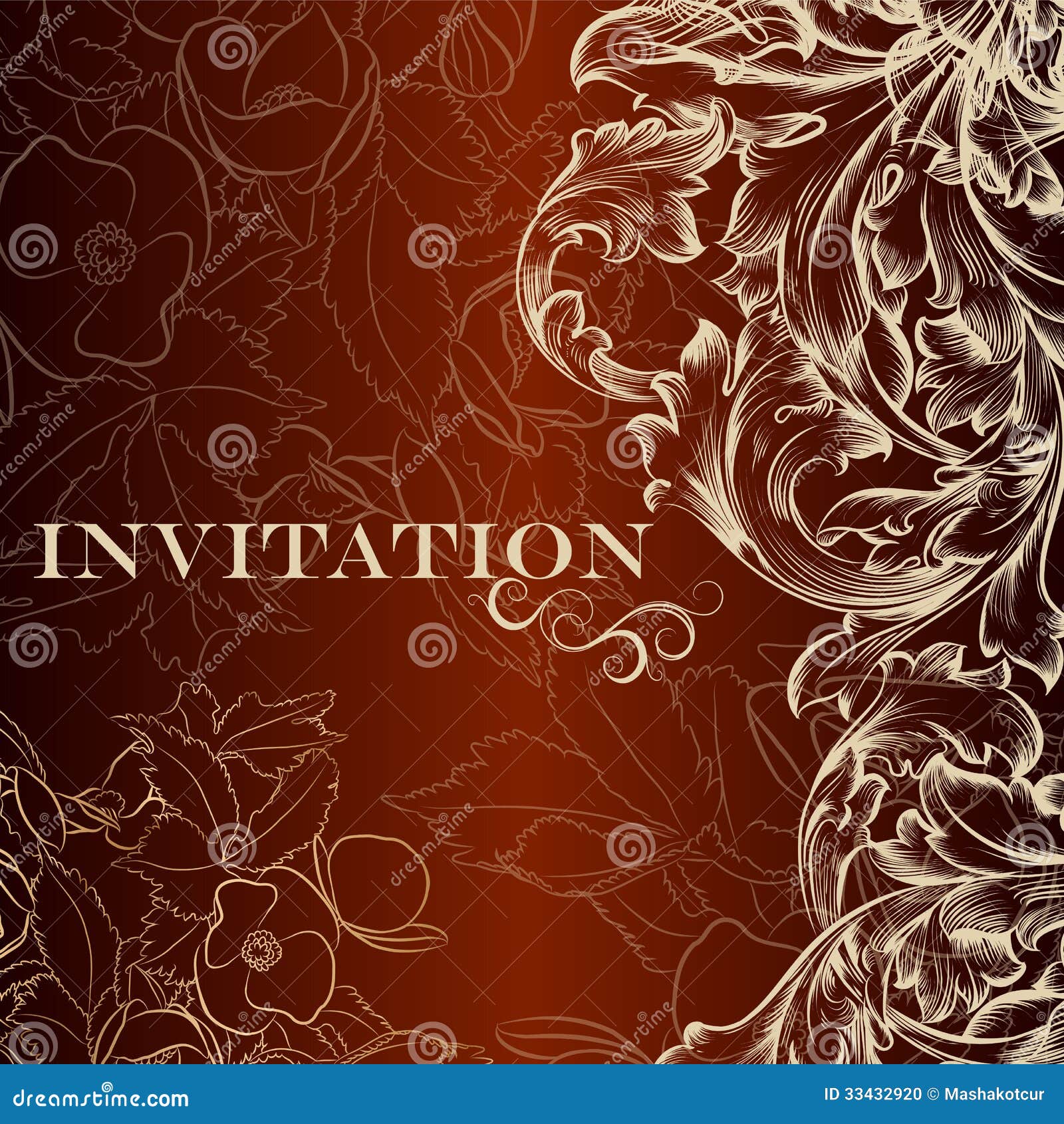 Vector Invitation Card in Vintage Style Stock Vector - Illustration of ...