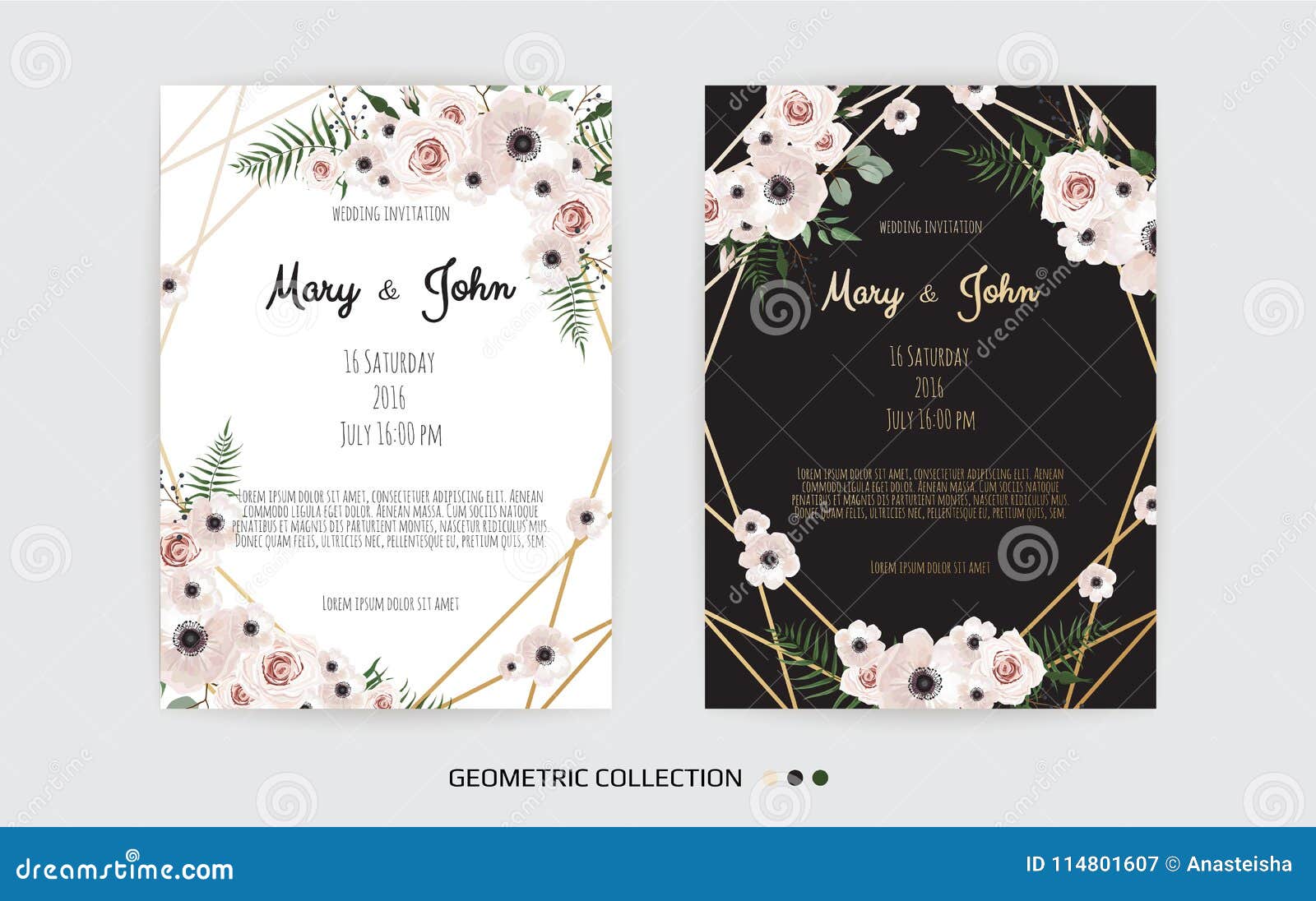 Vector Invitation with Handmade Floral Elements. Wedding Invitation ...