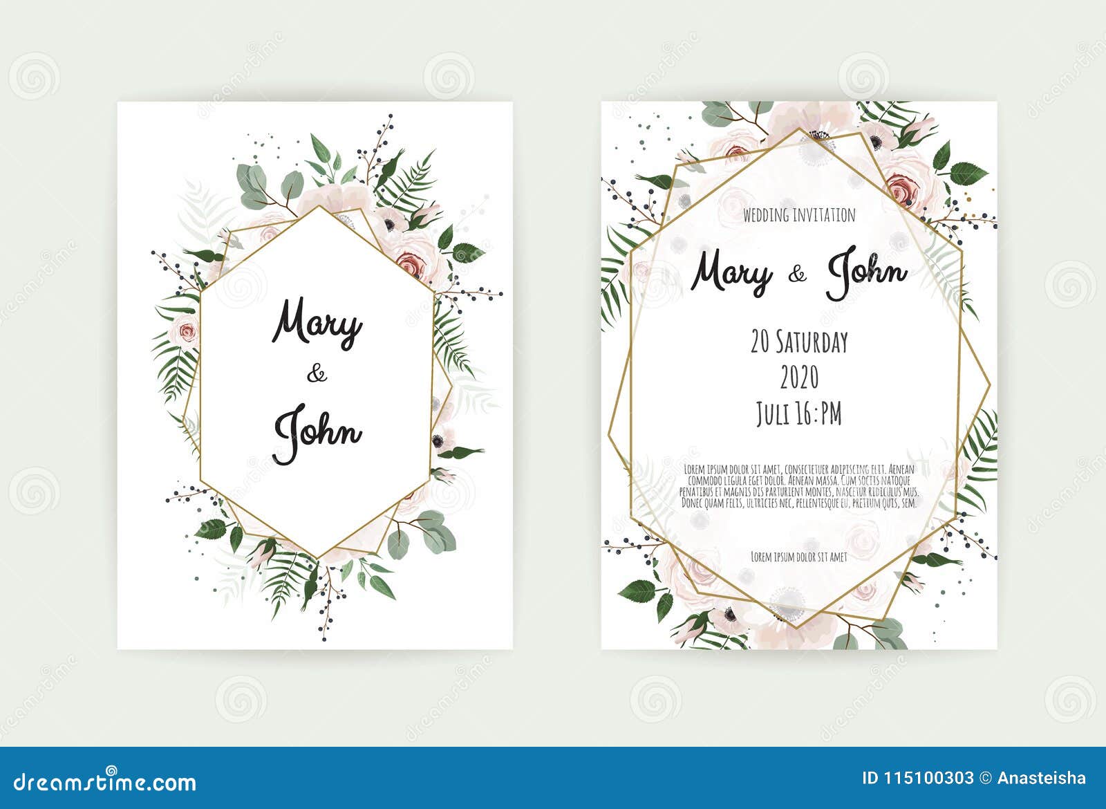 Vector Invitation with Handmade Floral Elements. Wedding Invitation ...