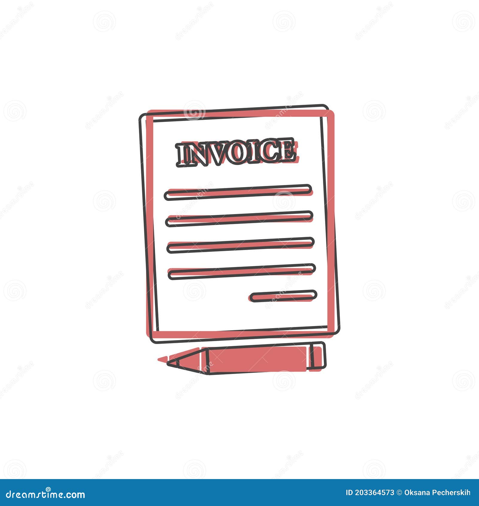 Vector Invoice Icon. Accounting Document on Cartoon Style on White ...