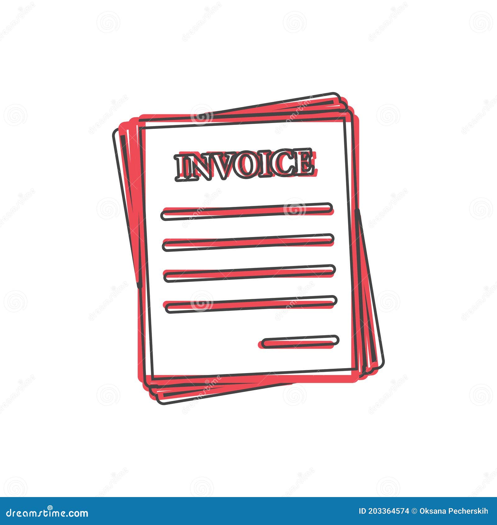 Vector Invoice Icon. Accounting Document on Cartoon Style on White ...