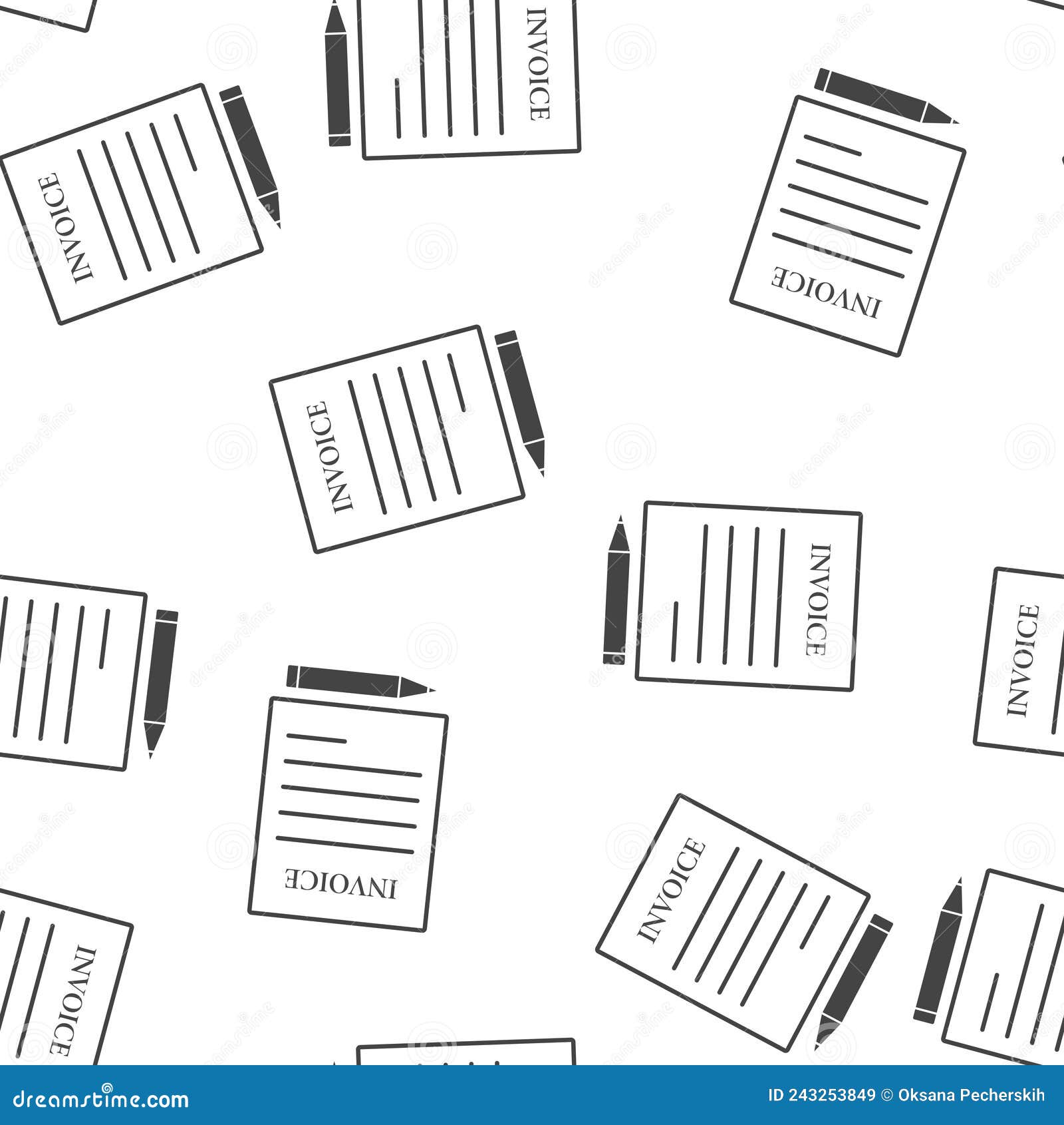 Vector Invoice Icon. Accounting Document Seamless Pattern on a White ...