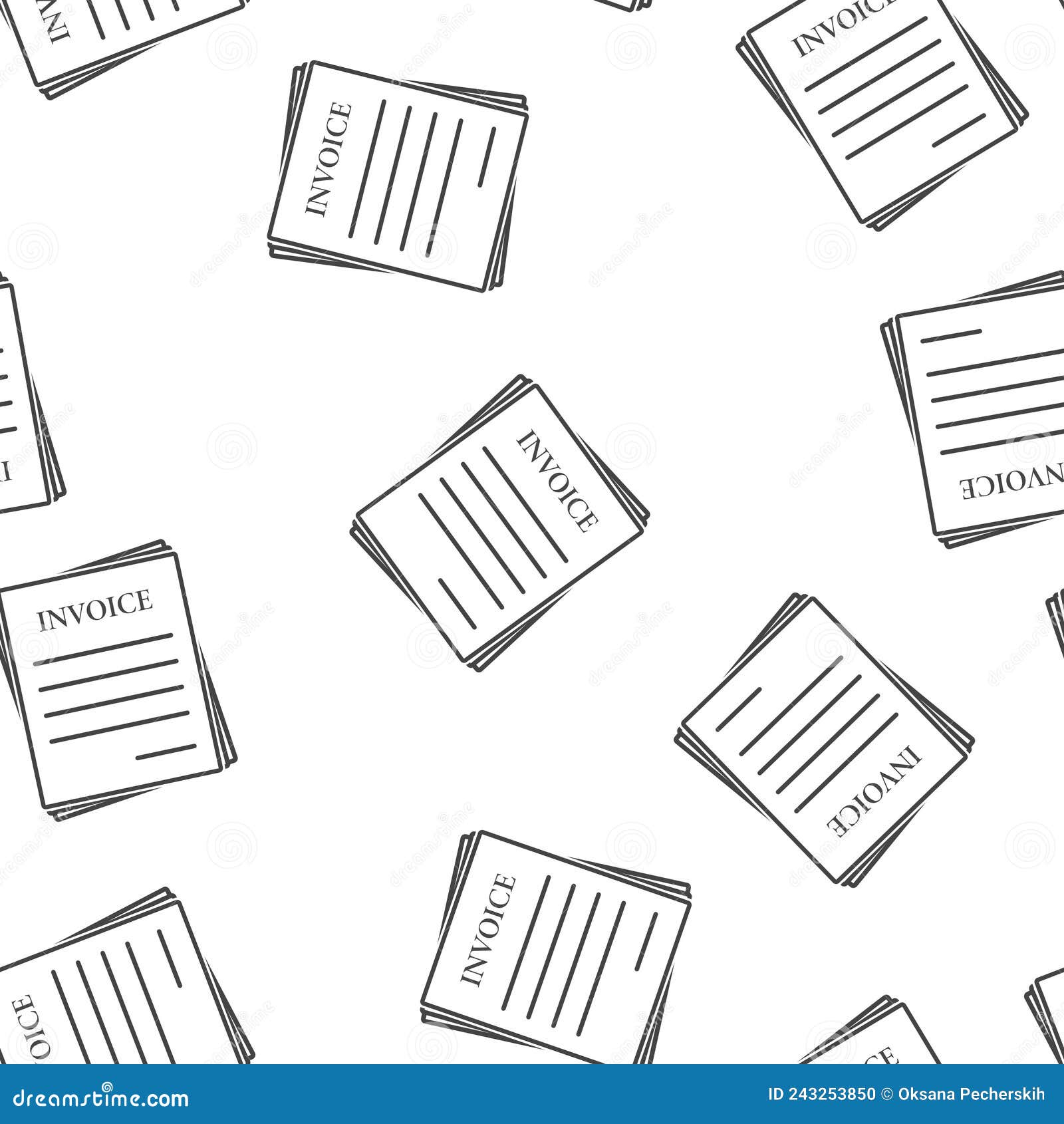 Vector Invoice Icon. Accounting Document Seamless Pattern on a White ...