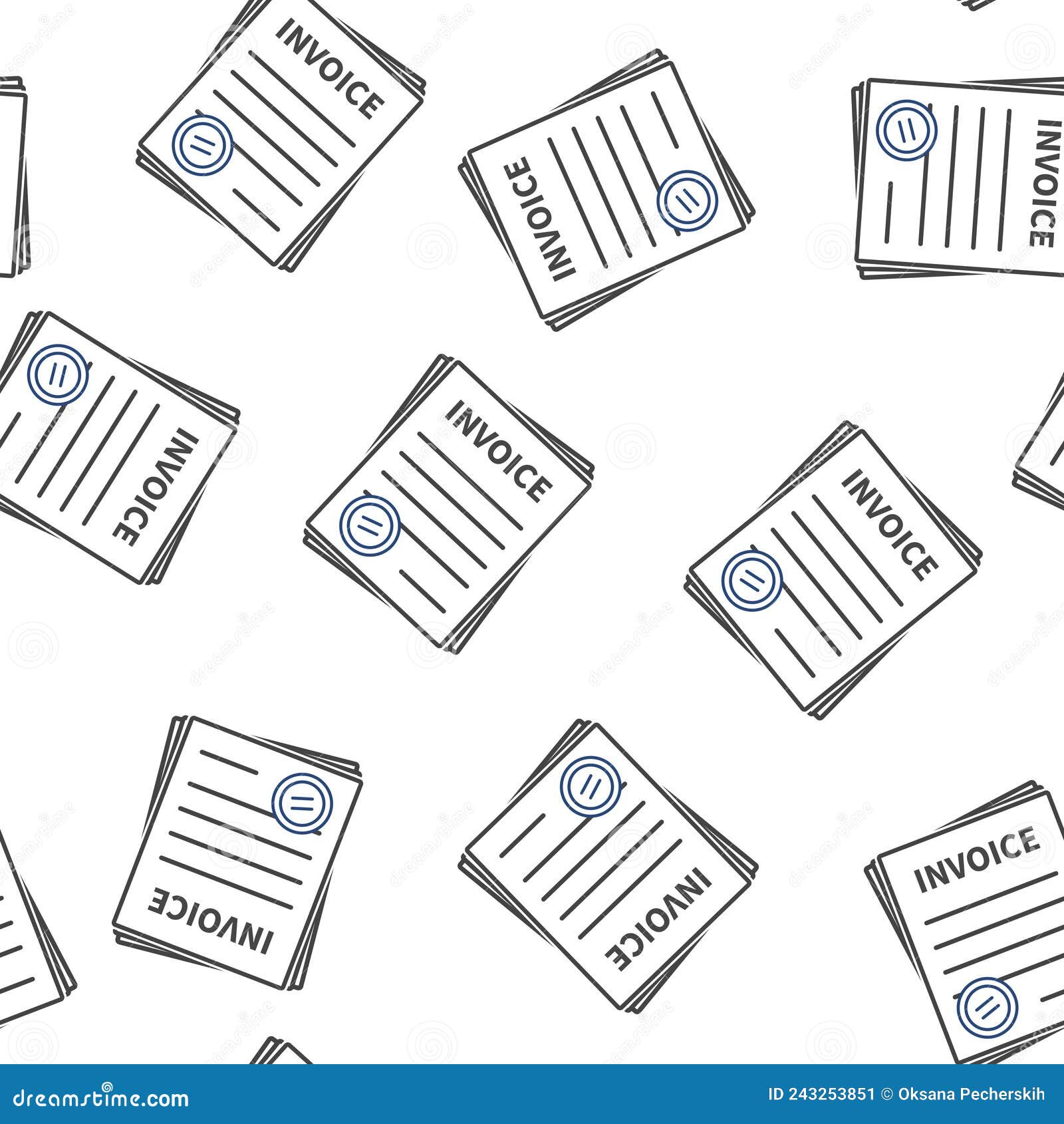 Vector Invoice Icon. Accounting Document Seamless Pattern on a White ...