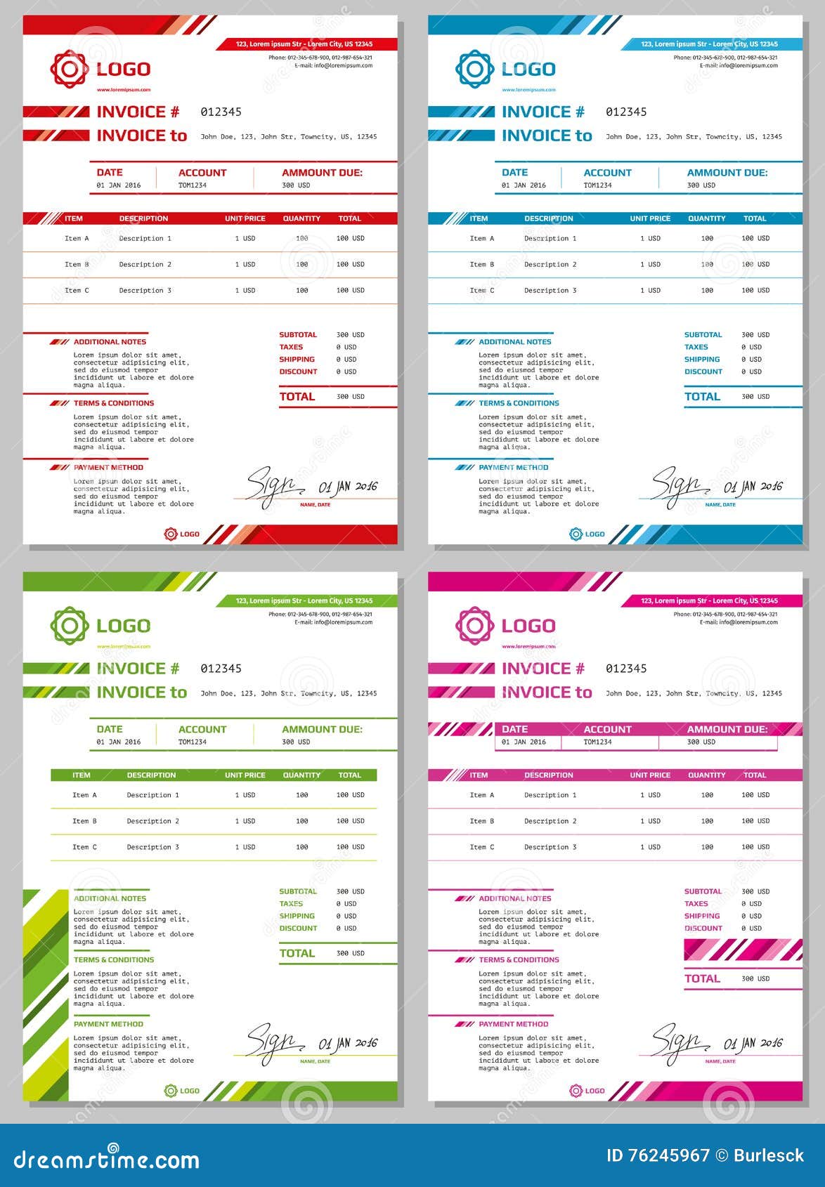 Vector Invoice Templates Set Stock Vector - Illustration of finance ...