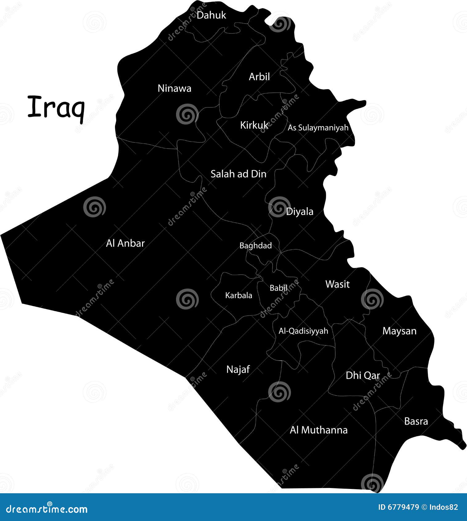 Vector Map Of Iraq. High Detailed Country Map With Division, Cities And ...