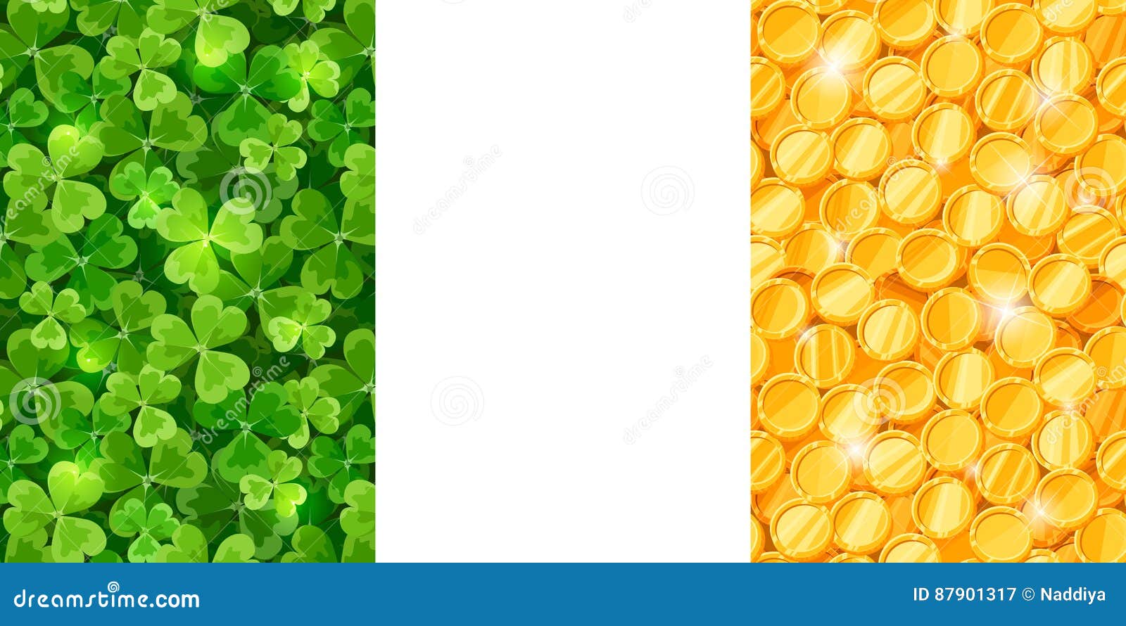 Vector Irish Flag Made of Shamrock and Coins. Stock Vector ...