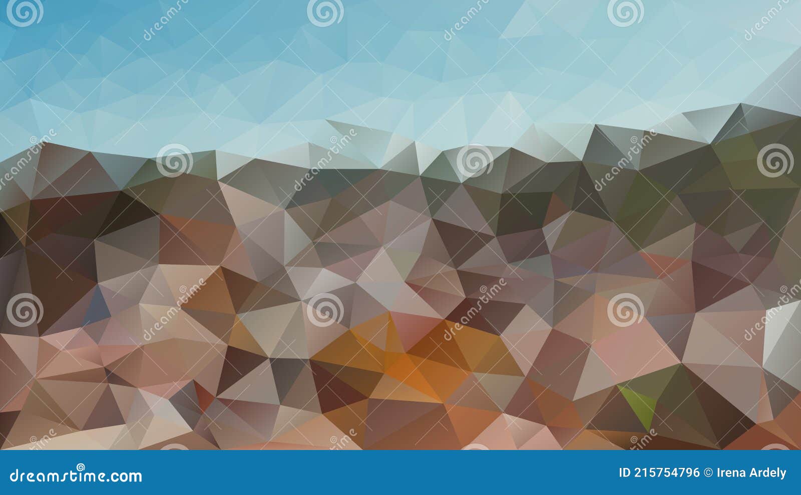Vector Irregular Polygon Background - Triangle Low Poly Pattern - Color Sky Blue, Sand Beige ...