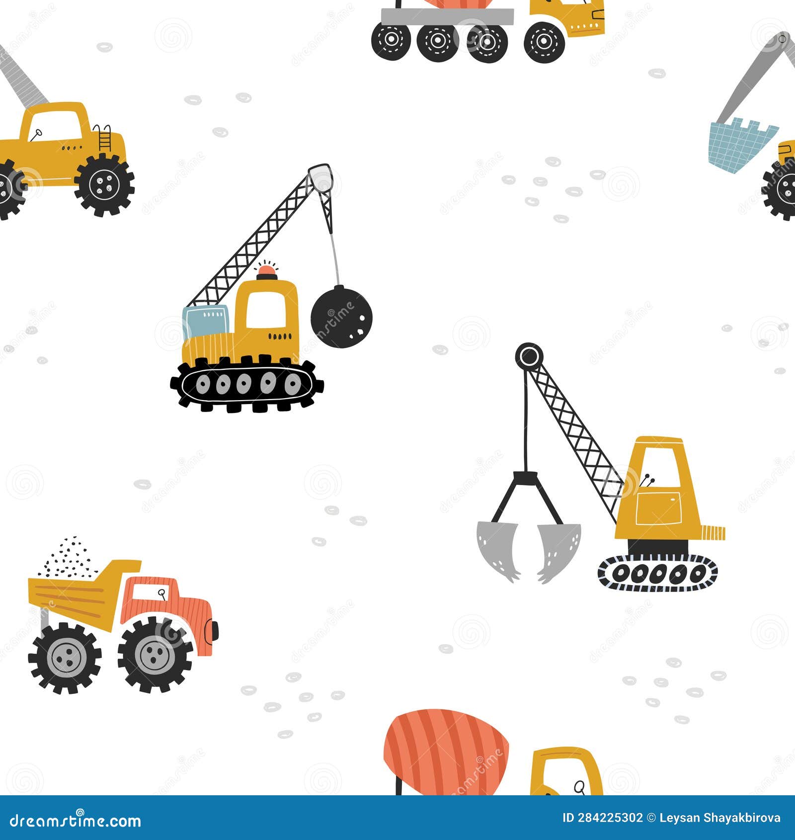 Vector Iseamless Pattern Of Construction Vehicles | CartoonDealer.com ...