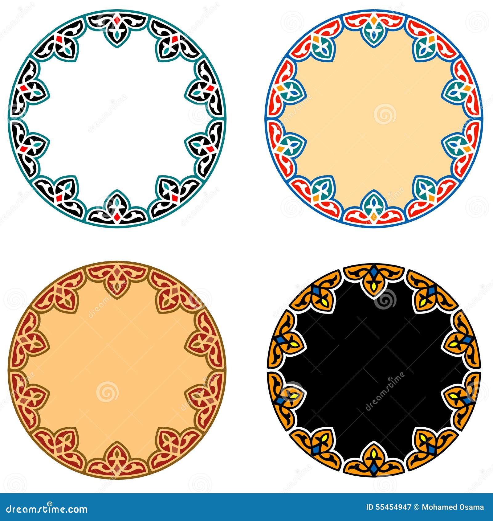 Vector Islamic Circle Ornaments Stock Illustration - Illustration of ...