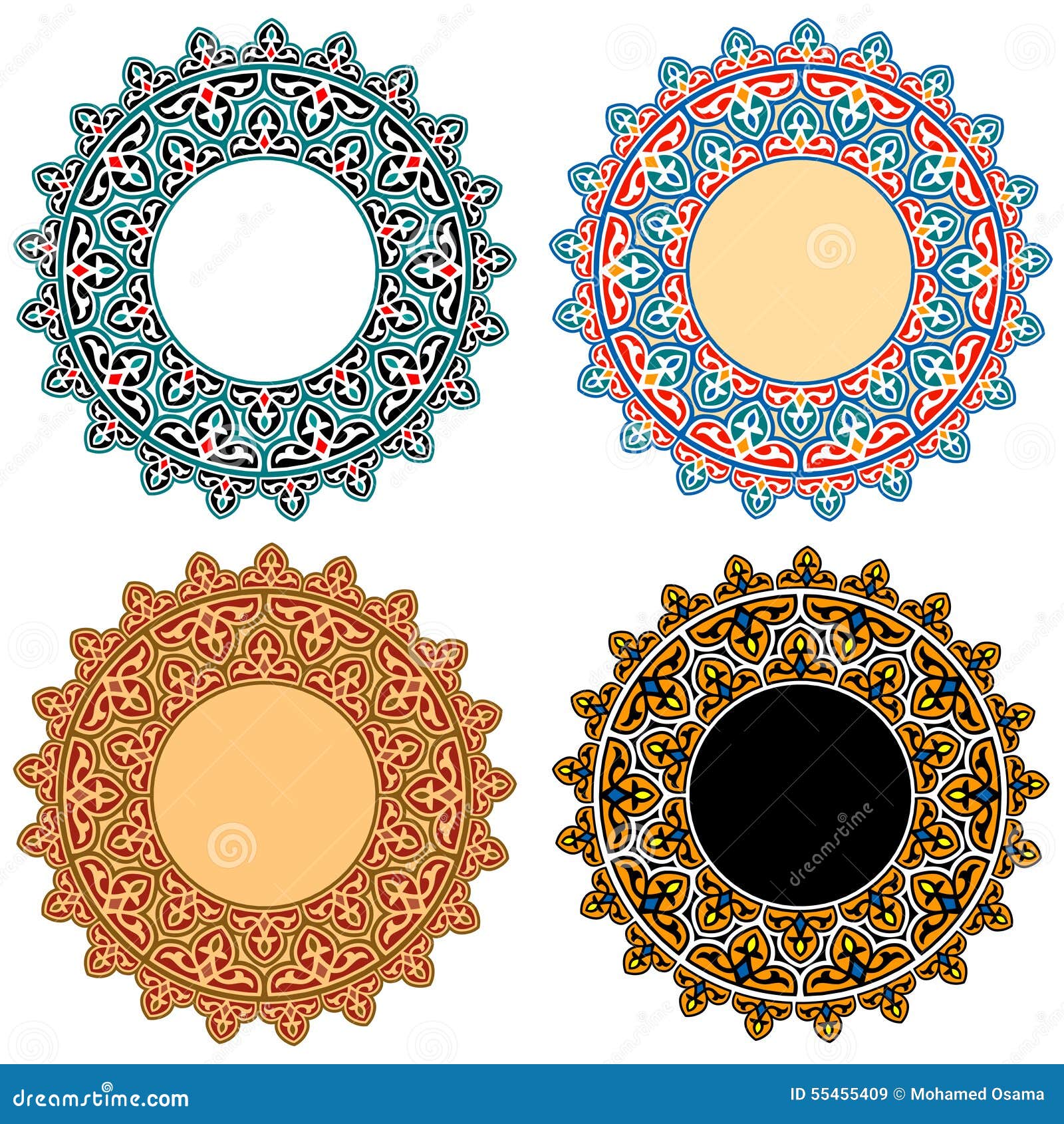 Vector Islamic Floral Ornaments Stock Illustration - Illustration of ...