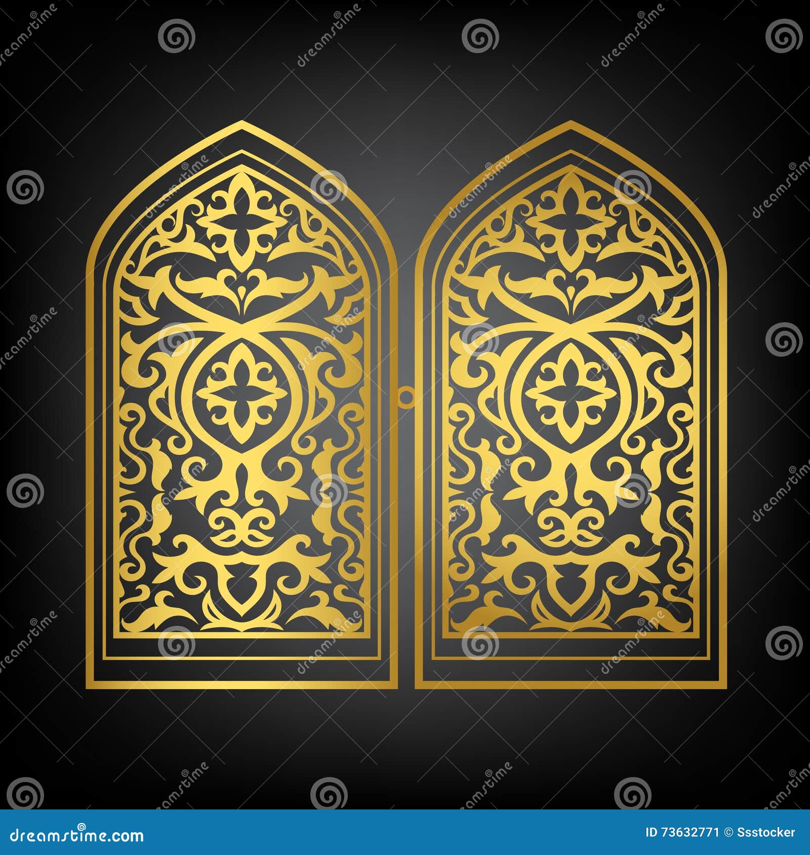 Vector islamic window stock vector. Illustration of design - 73632771
